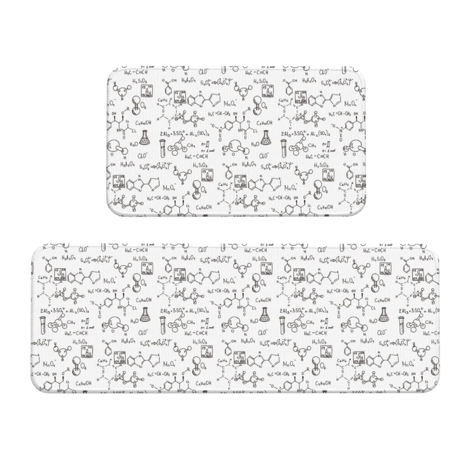 Logiee Chemical Formulas Print Kitchen Mats for Floor Sets of 2 ...
