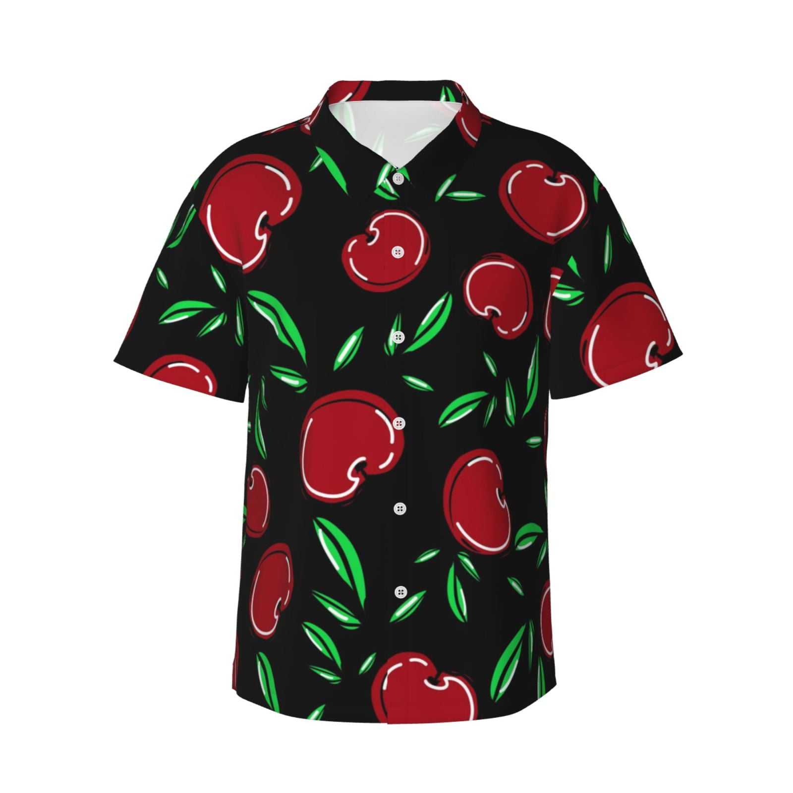 Logiee Cherry Print Mens Hawaiian Shirts,Loose-Fit Short Sleeve Button ...