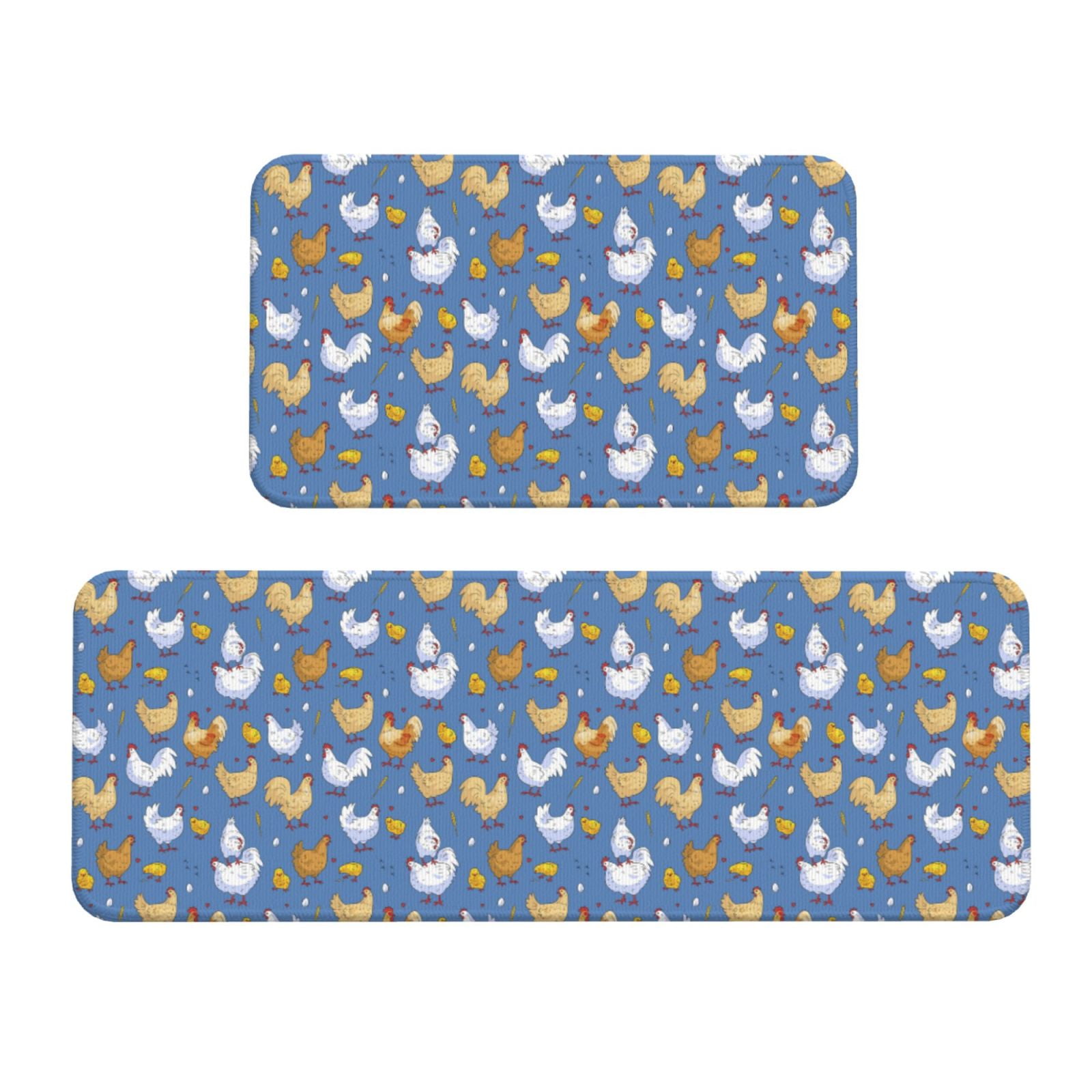 Logiee Chicken Family Print Kitchen Mats for Floor Sets of 2,Waterproof ...