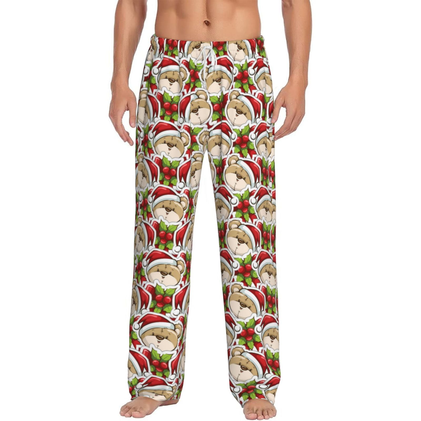 Logiee Christmas Hat bear Print Pajama Pants for Men,Men’s Pajama ...
