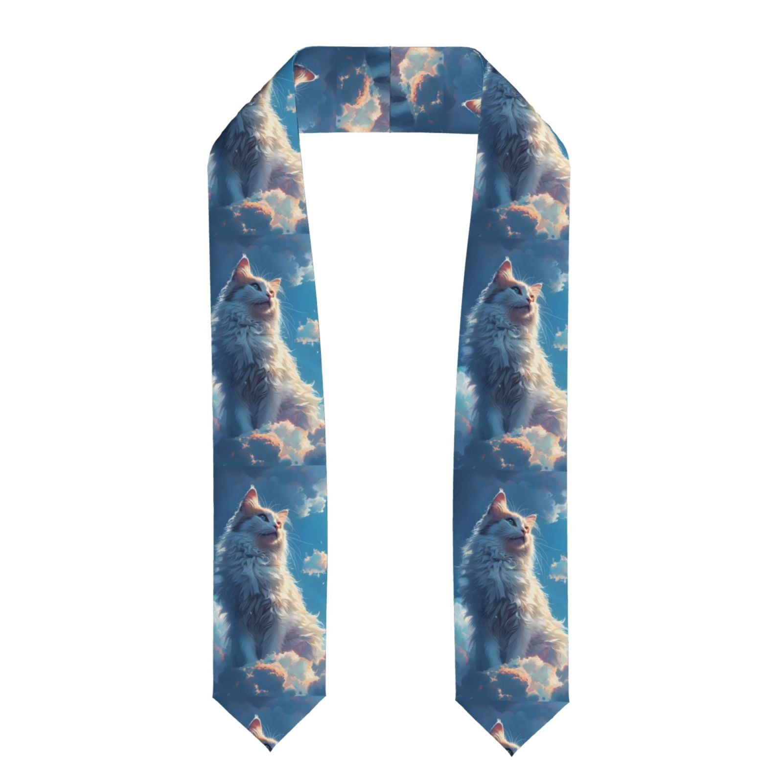 Logiee Clear Sky Blue Cat Print Unisex Adult Graduation Stole Shawl 72 ...