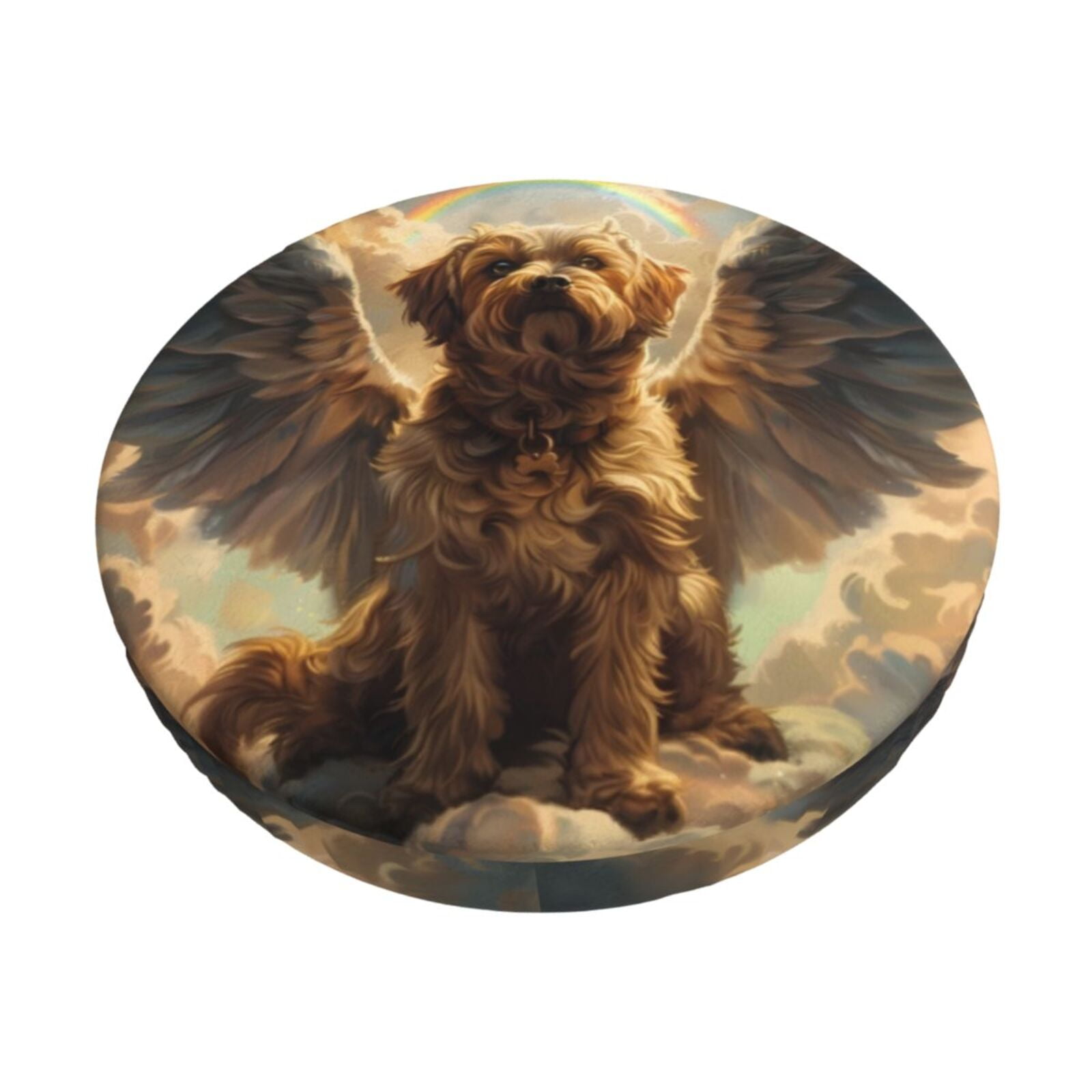 Logiee Cloud Rainbow Winged Dog Print Stool Covers Round,Bar Stool ...