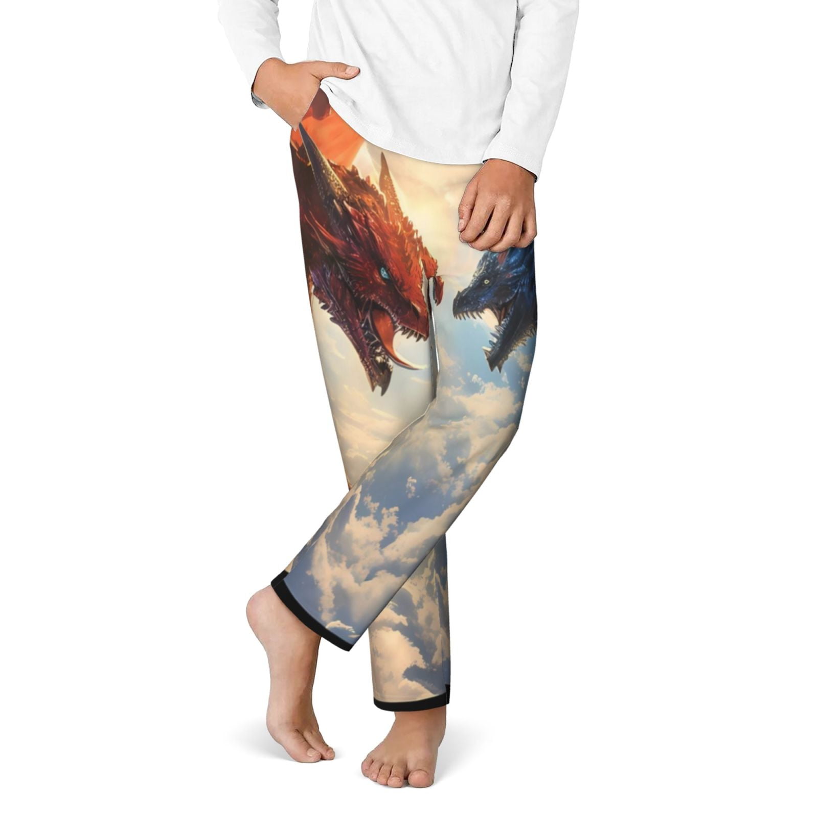 Logiee Cloud Red And Blue Dragon Print Teenagers' Pajama Pants ,Boys ...