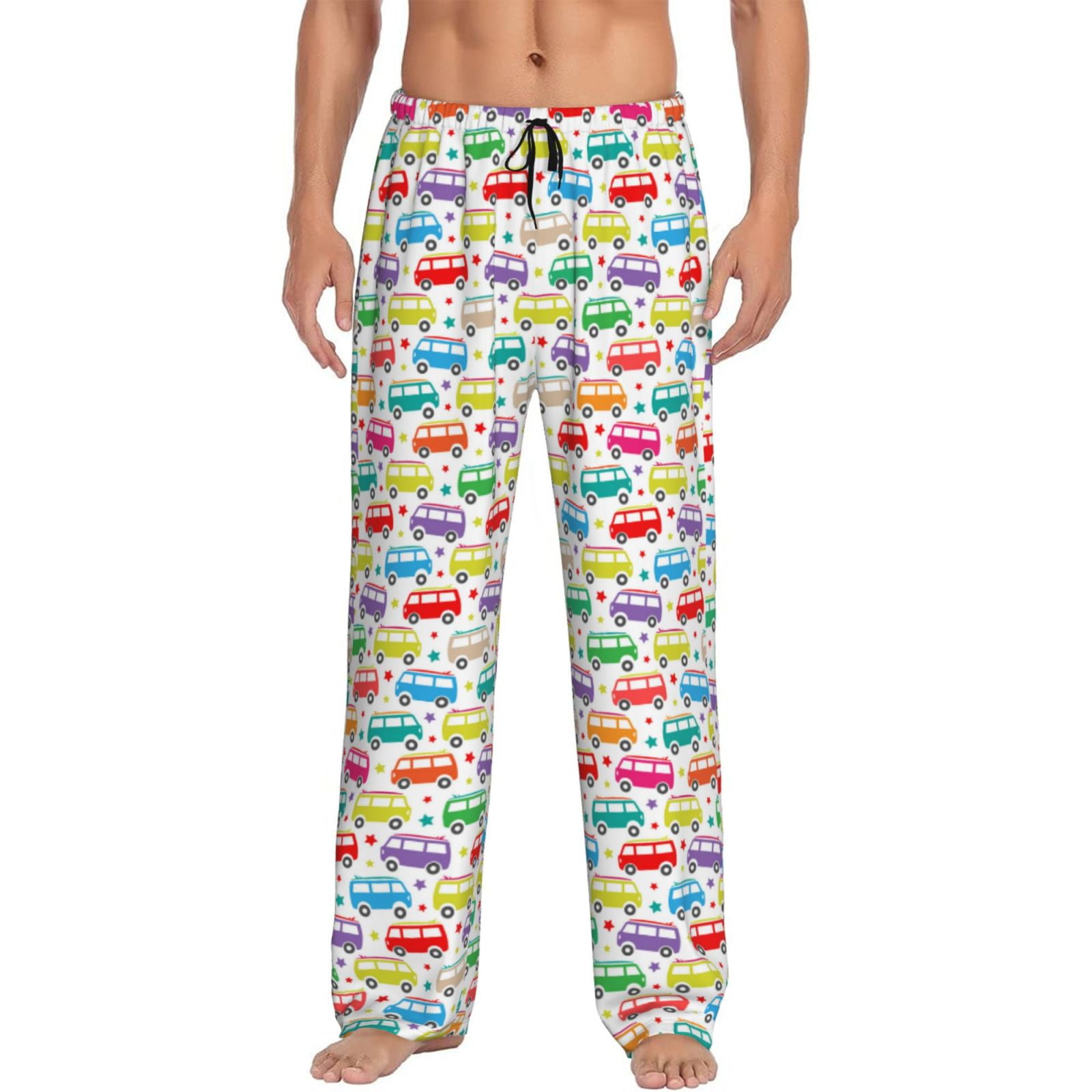 Logiee Colorful Bus Print Pajama Pants for Men,Men’s Pajama Bottoms ...