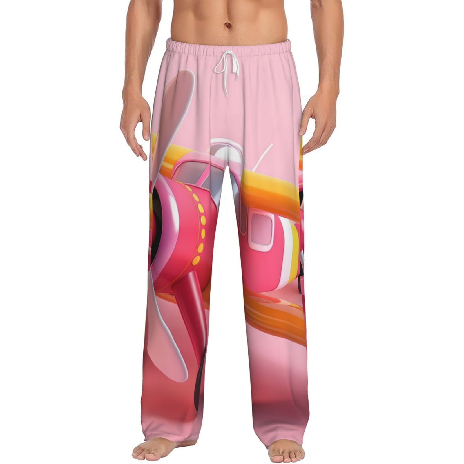 Logiee Colorful Cartoon Biplane Print Pajama Pants for Men,Men’s Pajama ...