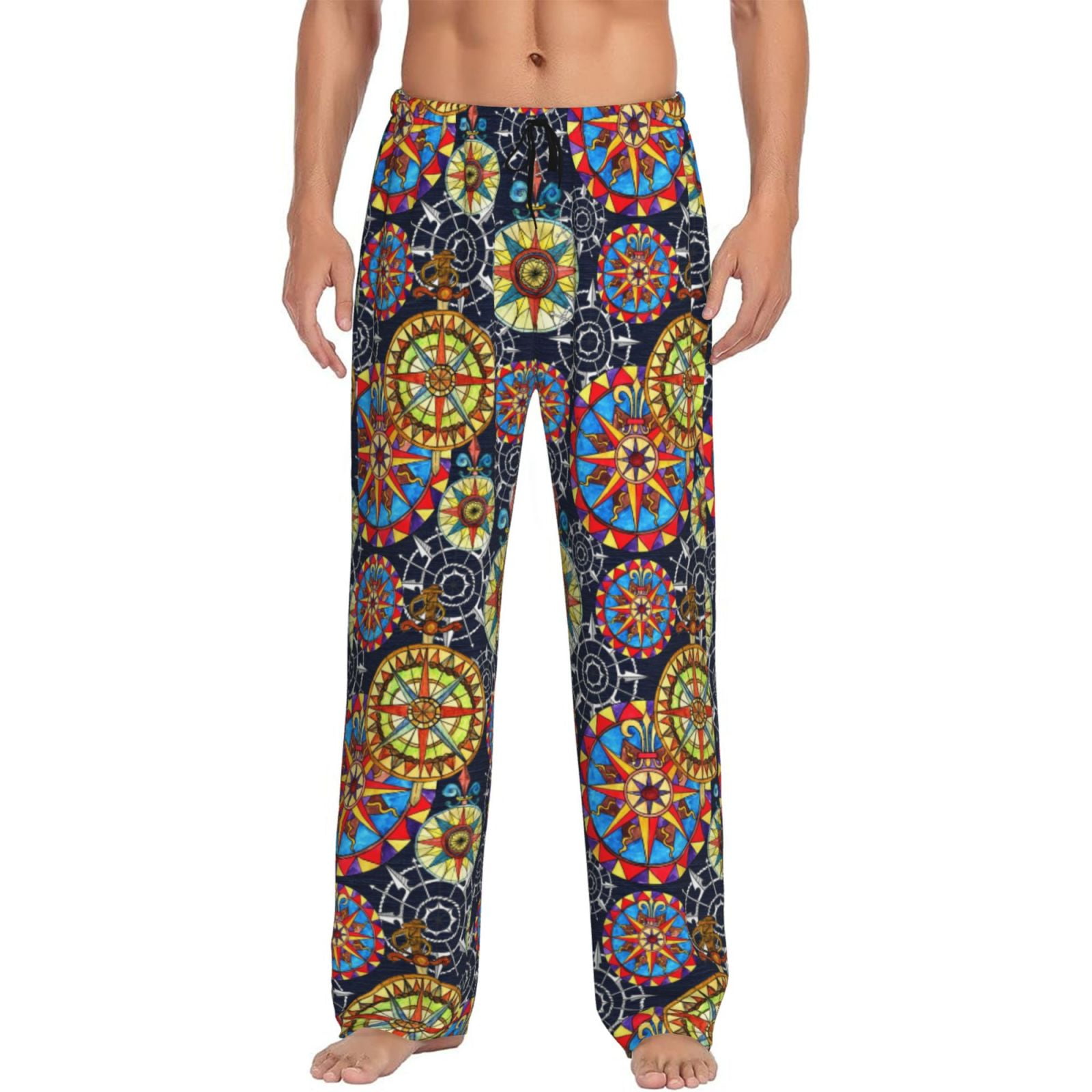 Logiee Colorful Compasses Print Pajama Pants for Men,Men’s Pajama ...