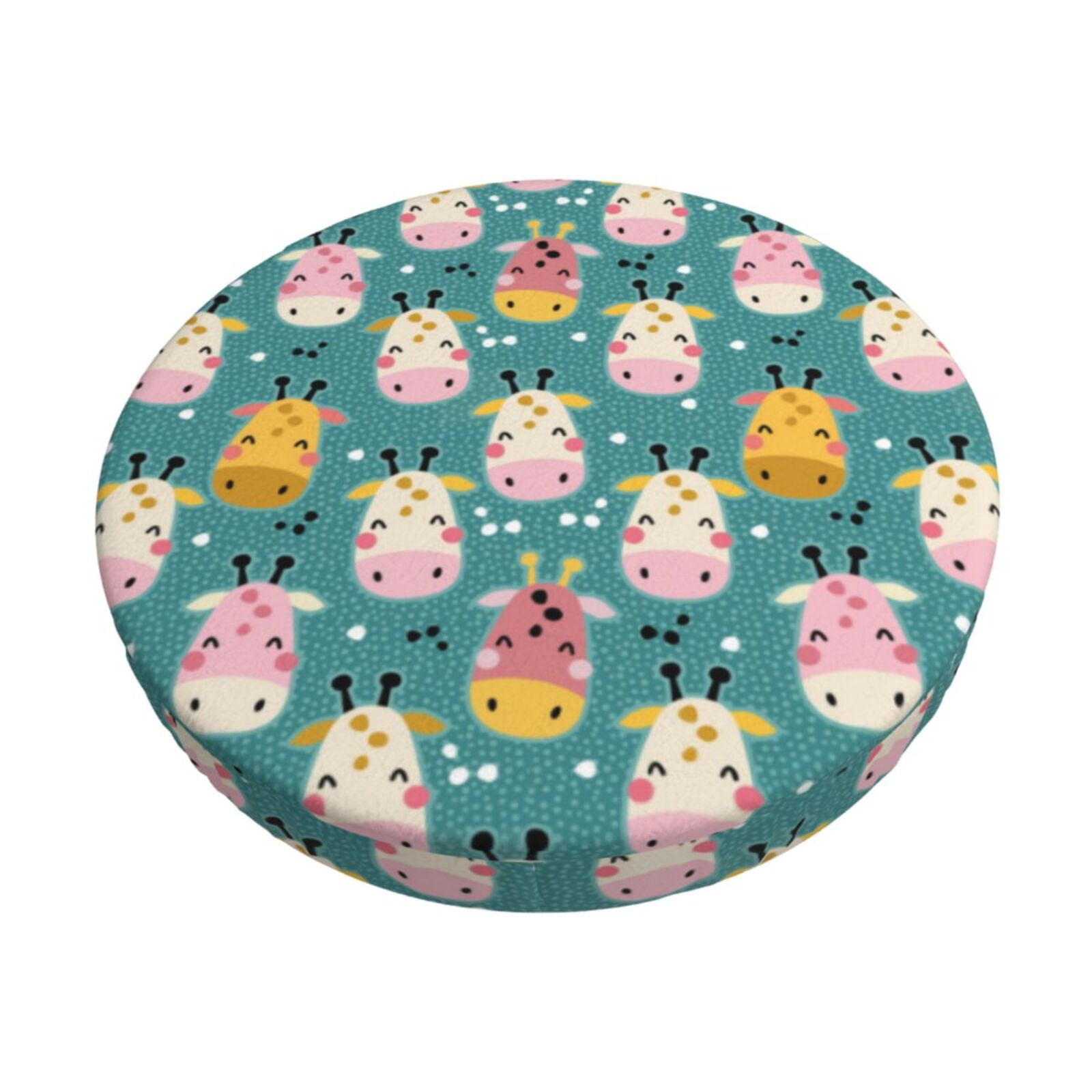 Logiee Colorful Cow Print Stool Covers Round,Bar Stool Covers ...