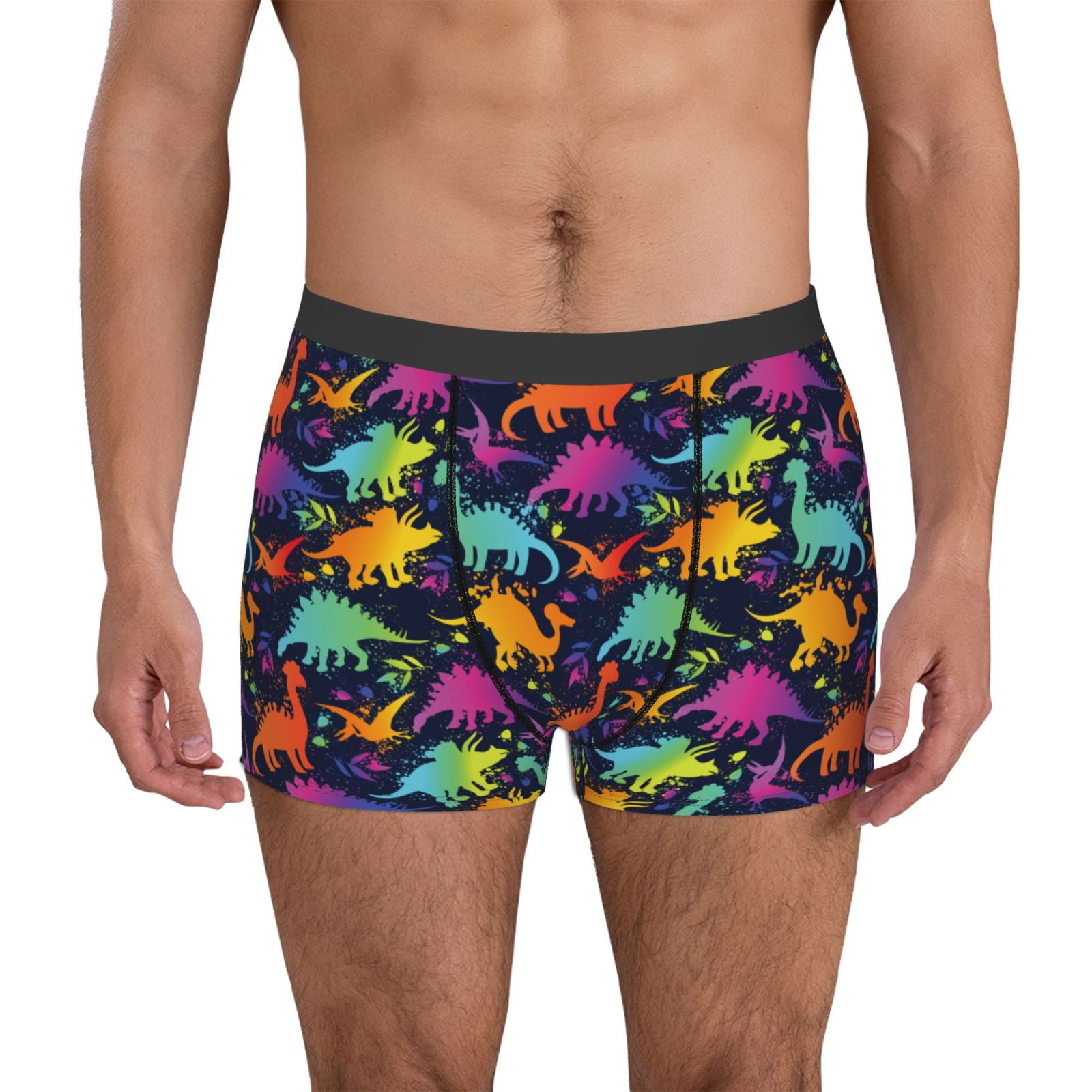 Logiee Colorful Dinosaur Print Mens Boxer Briefs,Boxer Briefs for Men ...
