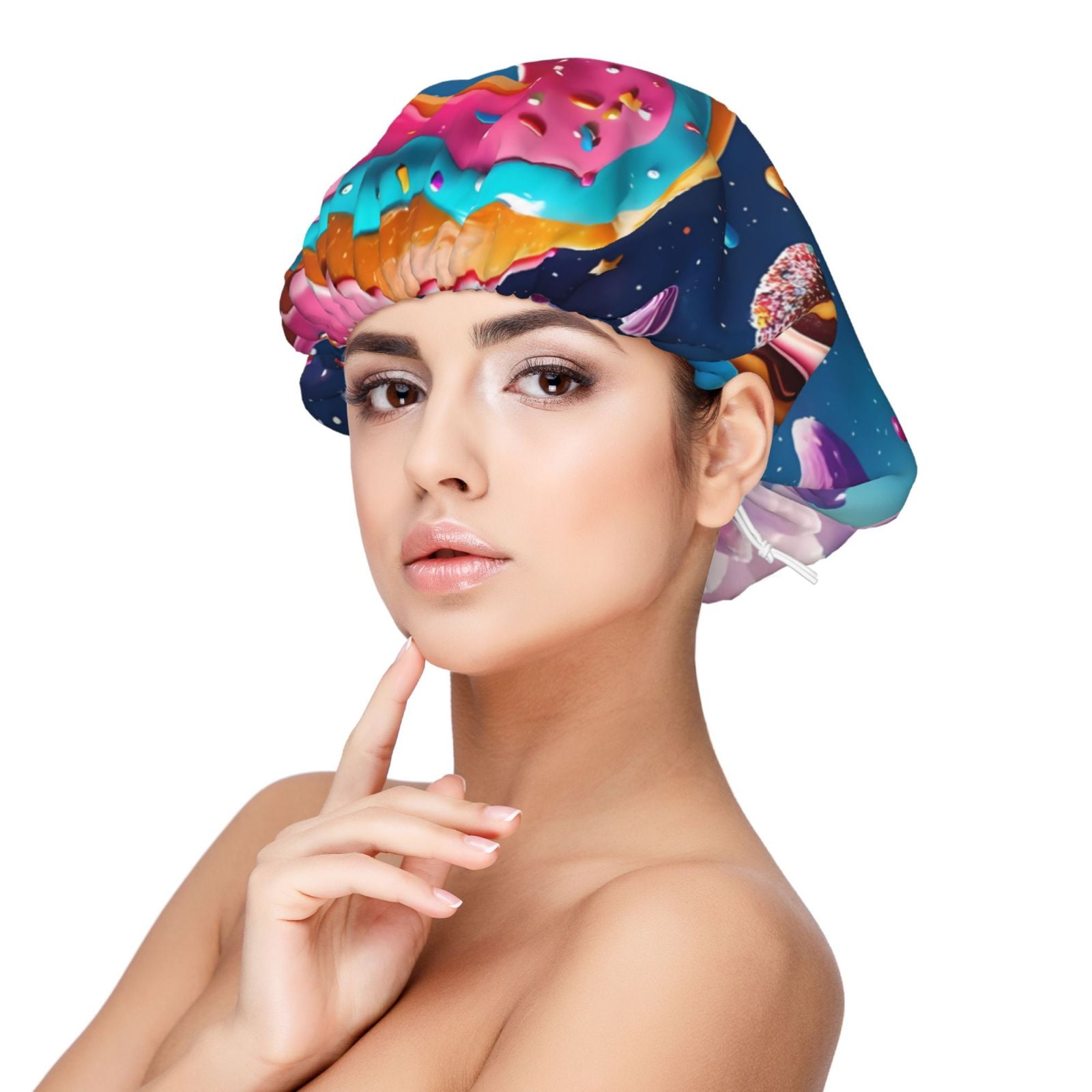 Logiee Colorful Donut Print Silk Bonnet Satin Bonnet for Sleeping Women ...
