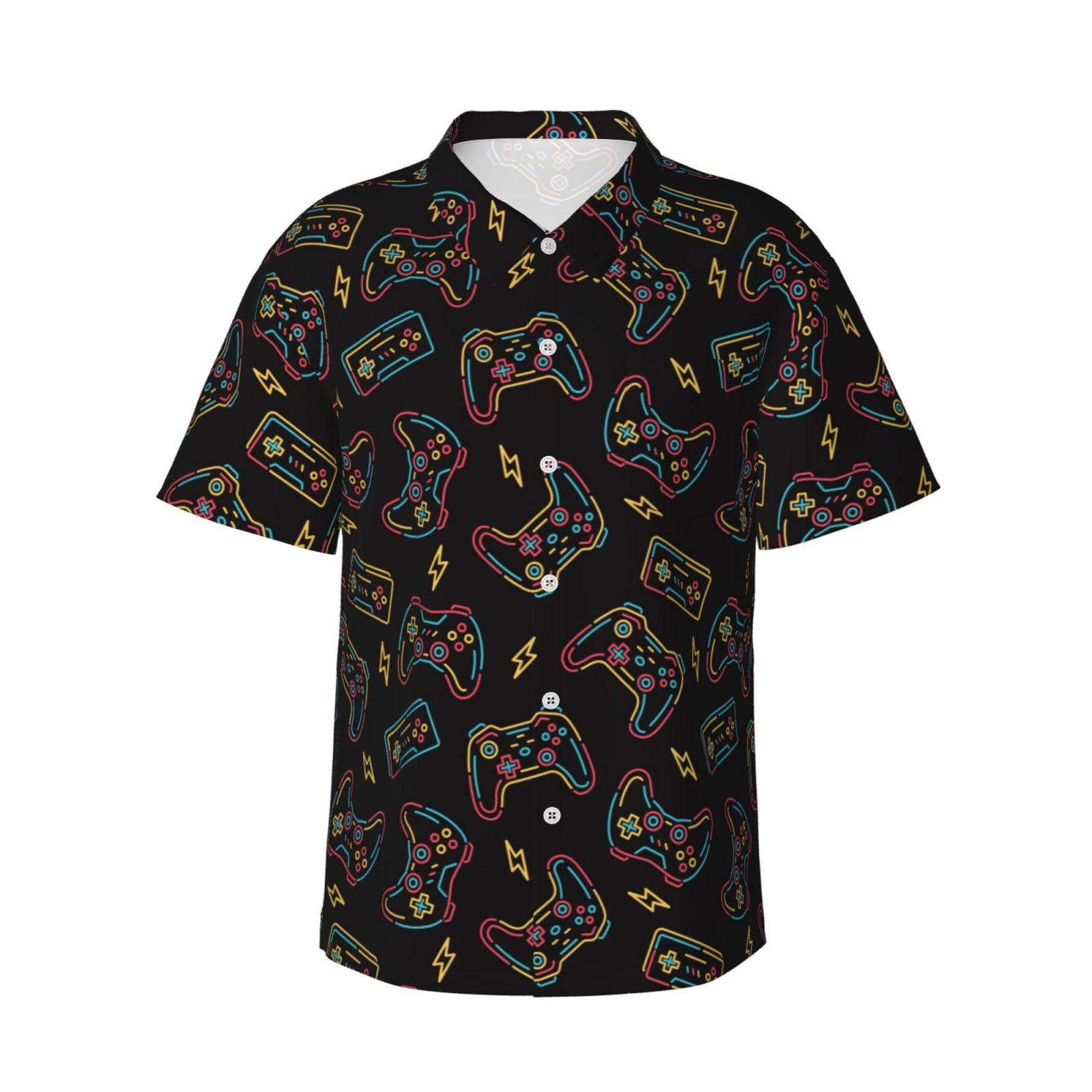 Logiee Colorful Game Controller Print Mens Hawaiian Shirts,Loose-Fit ...