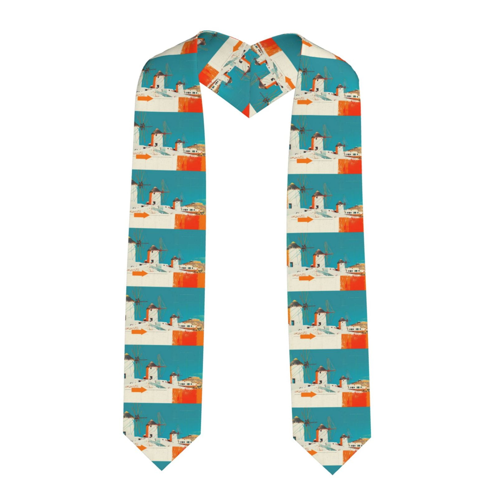 Logiee Colorful Greek Windmills Print Unisex Adult Graduation Stole ...