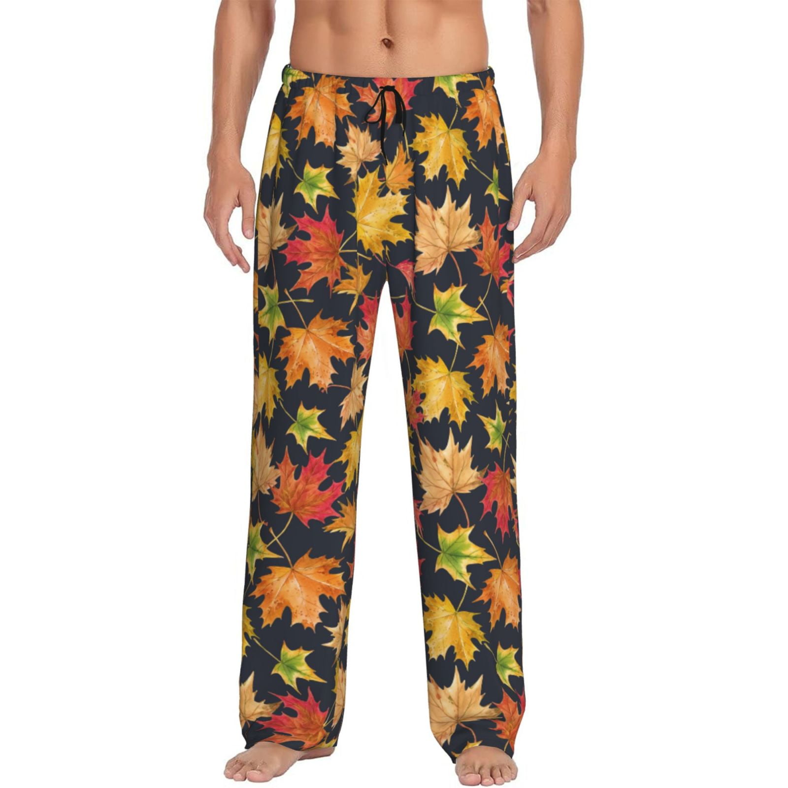 Logiee Colorful Maple Leaves Print Pajama Pants for Men,Men’s Pajama ...