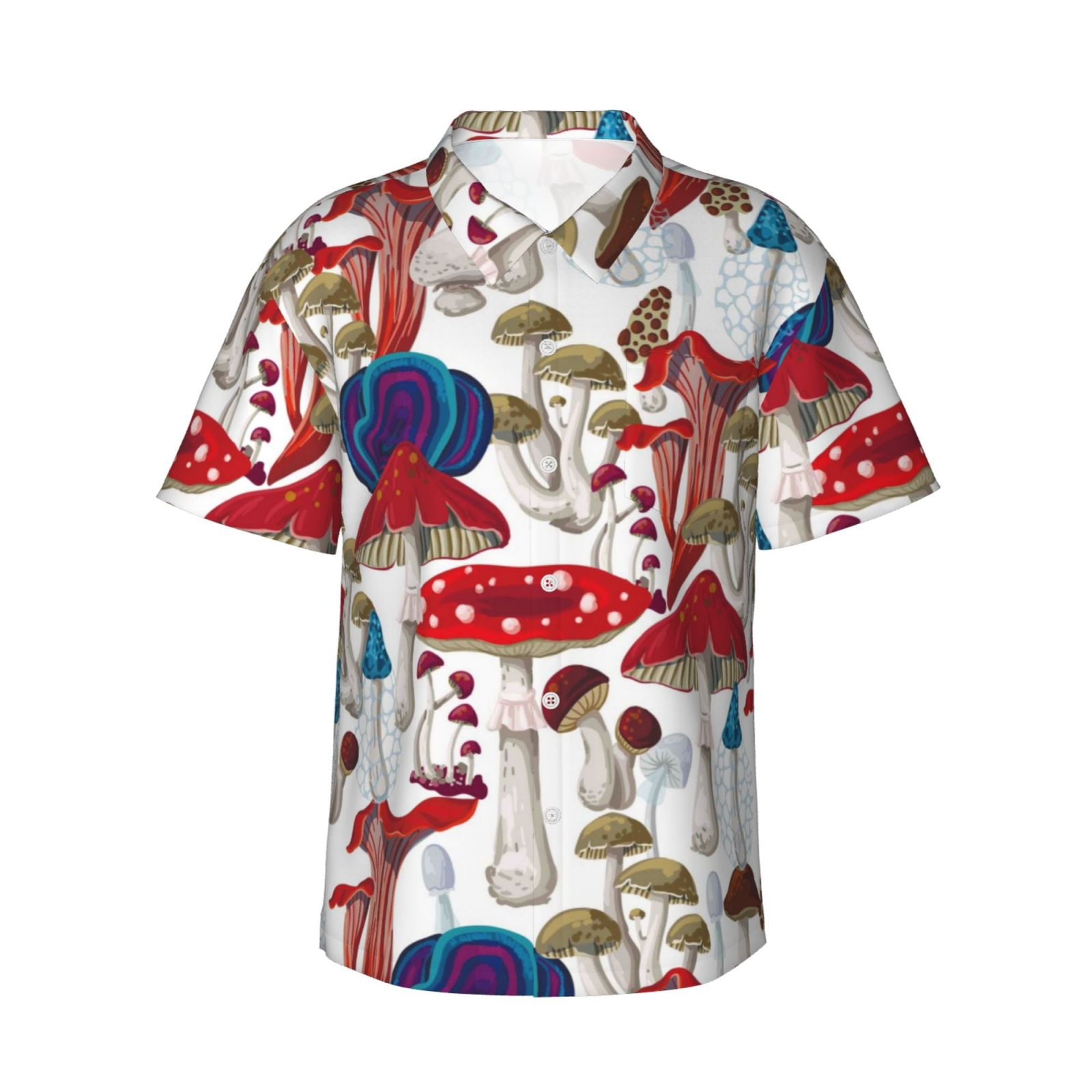 Logiee Colorful Mushrooms (2) Print Mens Hawaiian Shirts,Loose-Fit ...