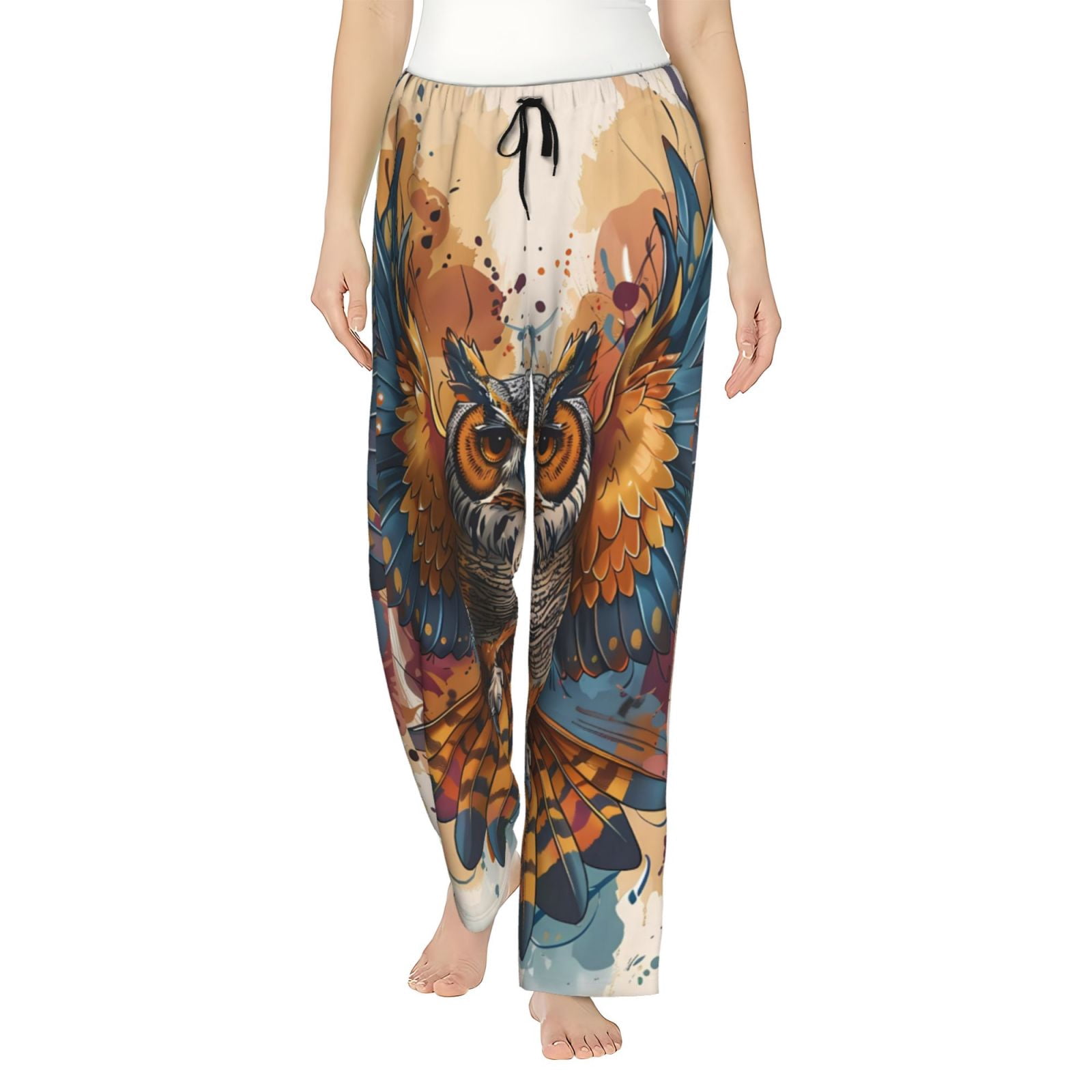 Logiee Colorful Owl Tattoo Art Print Women Pajama Pants,Comfy Pj Bottom ...