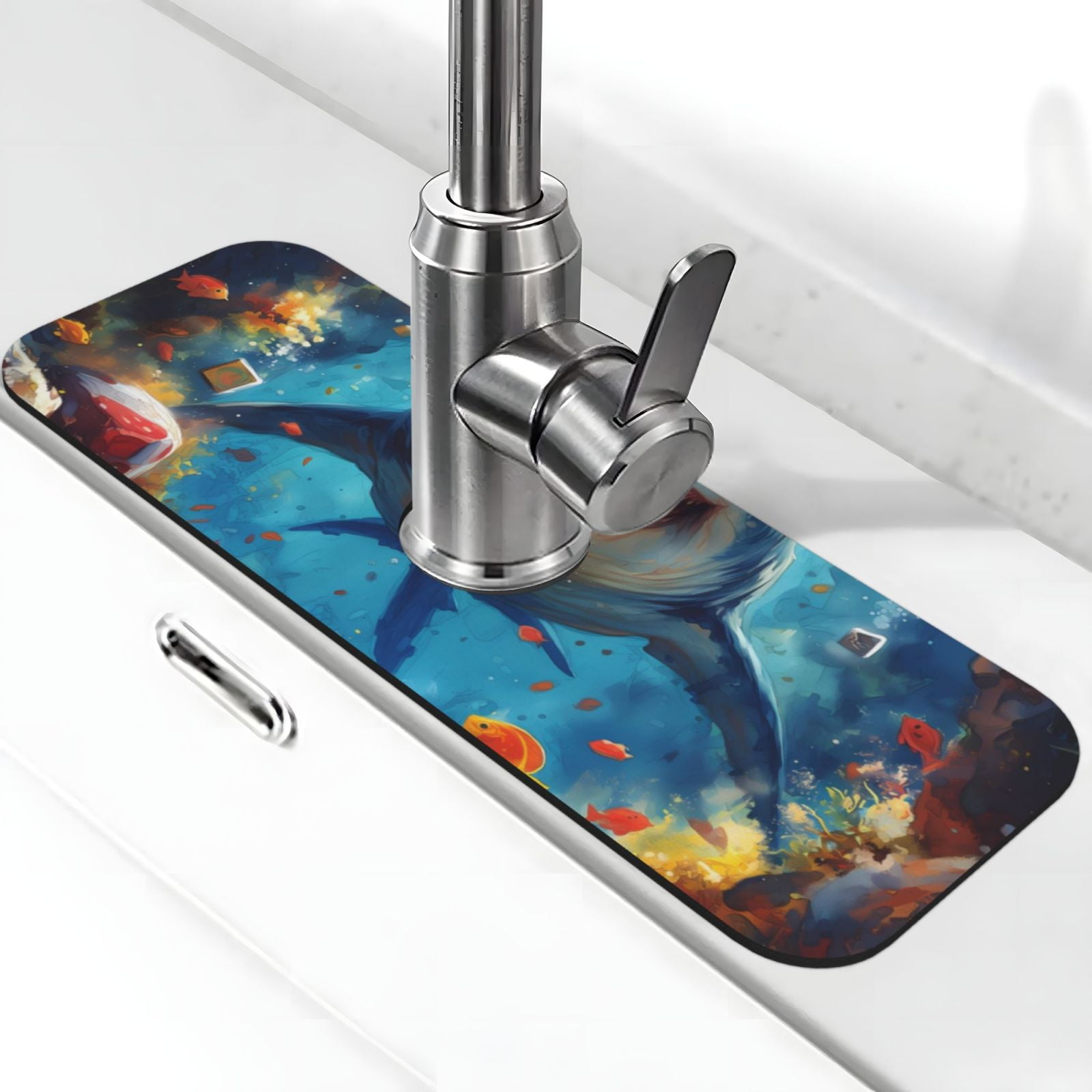 Logiee Colorful Underwater Shark Print Kitchen Sink Splash Guard Faucet ...