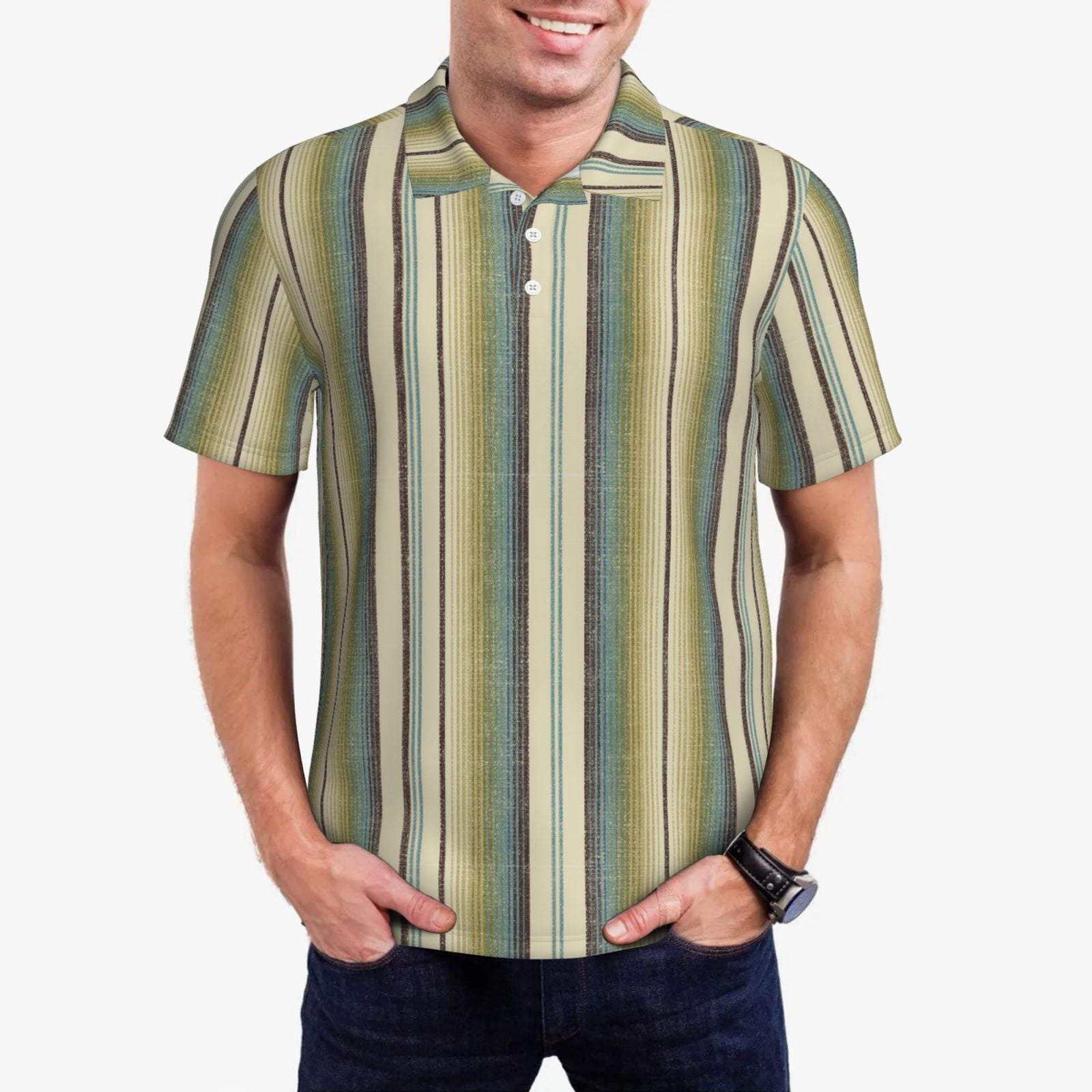 Logiee Colourful stripes Print Mens Polo Shirts,Mens Golf Polo Shirts ...