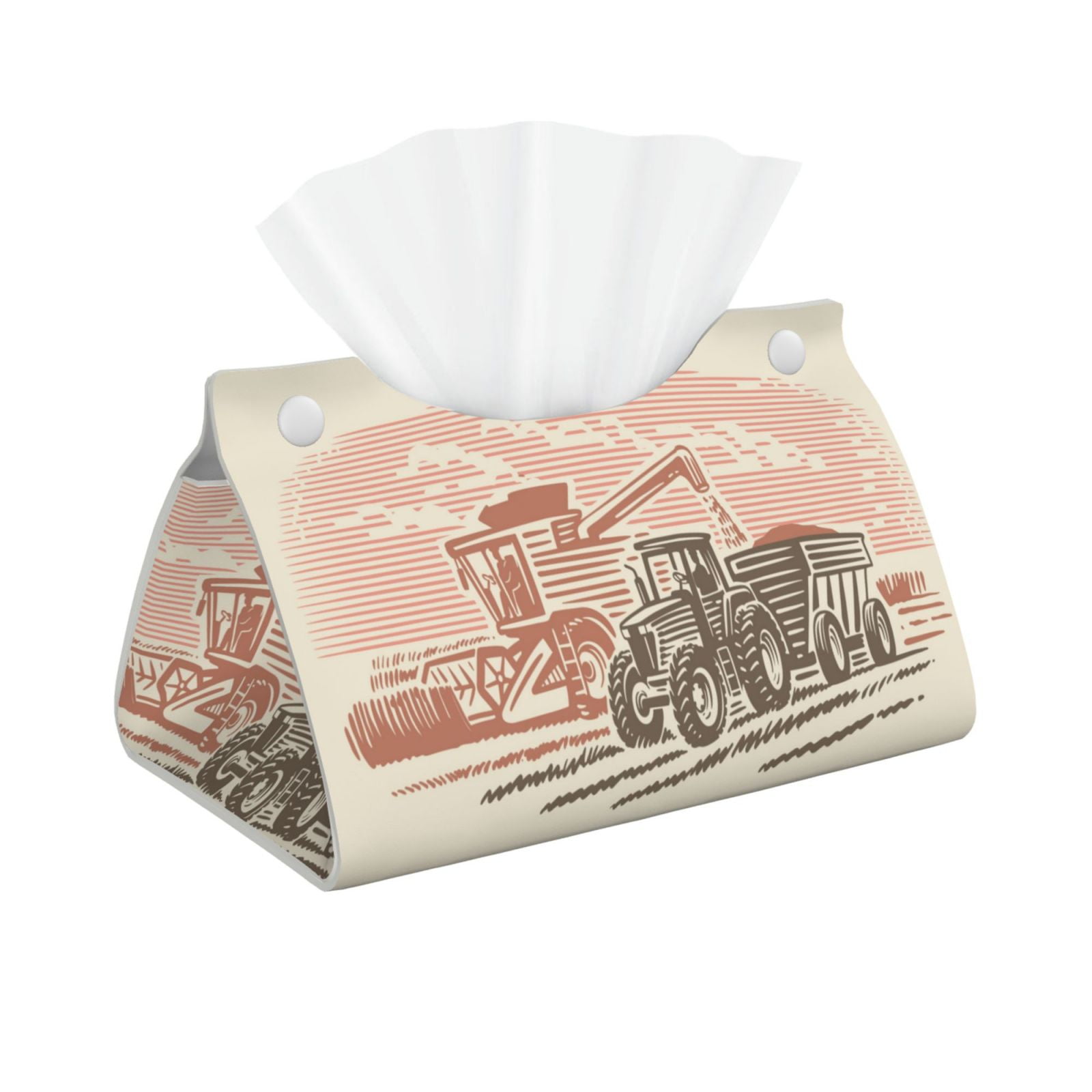 Logiee Combine harvester working with tractor Print Tissue Box Cover ...
