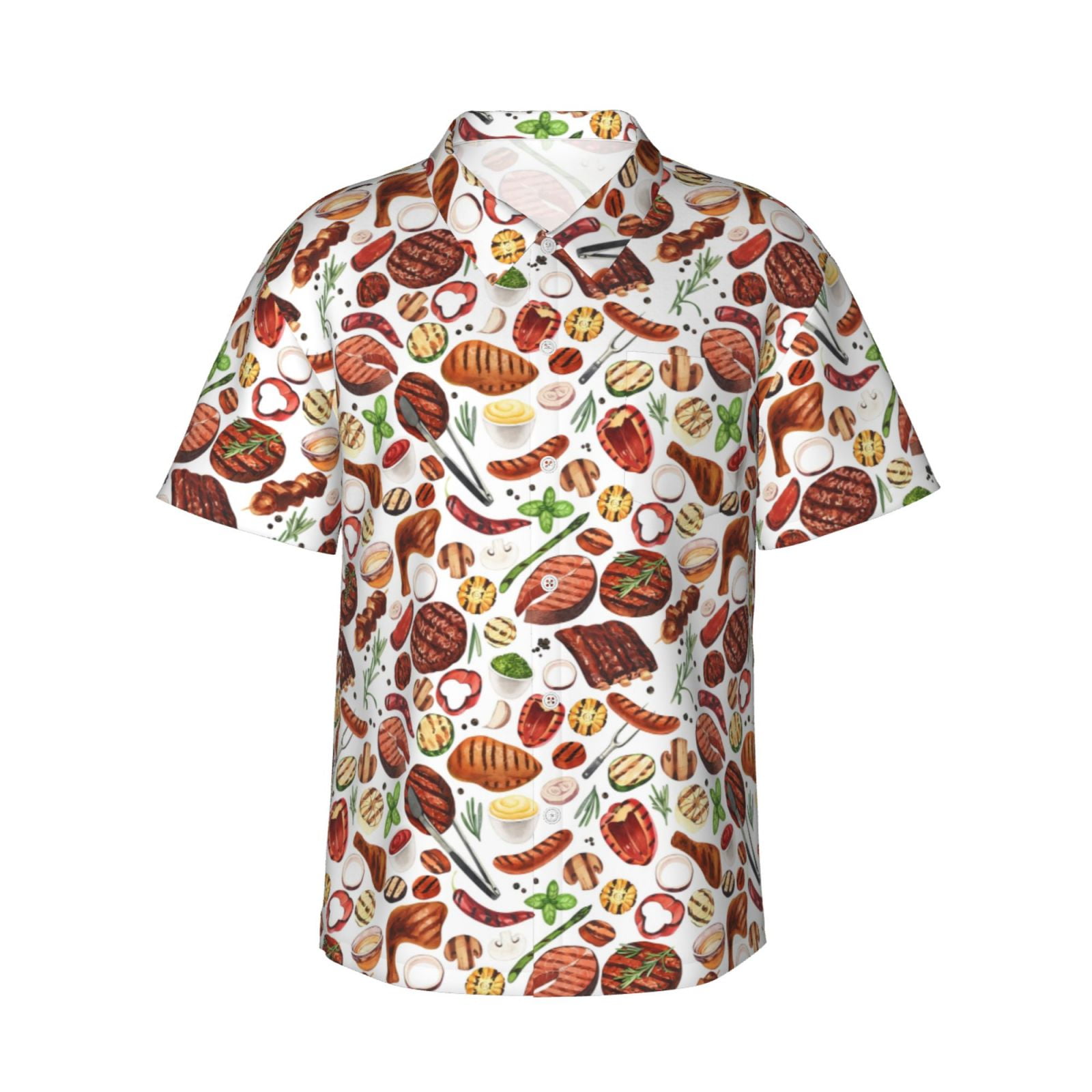 Logiee Cooking Bbq Print Mens Hawaiian Shirts,Loose-Fit Short Sleeve ...