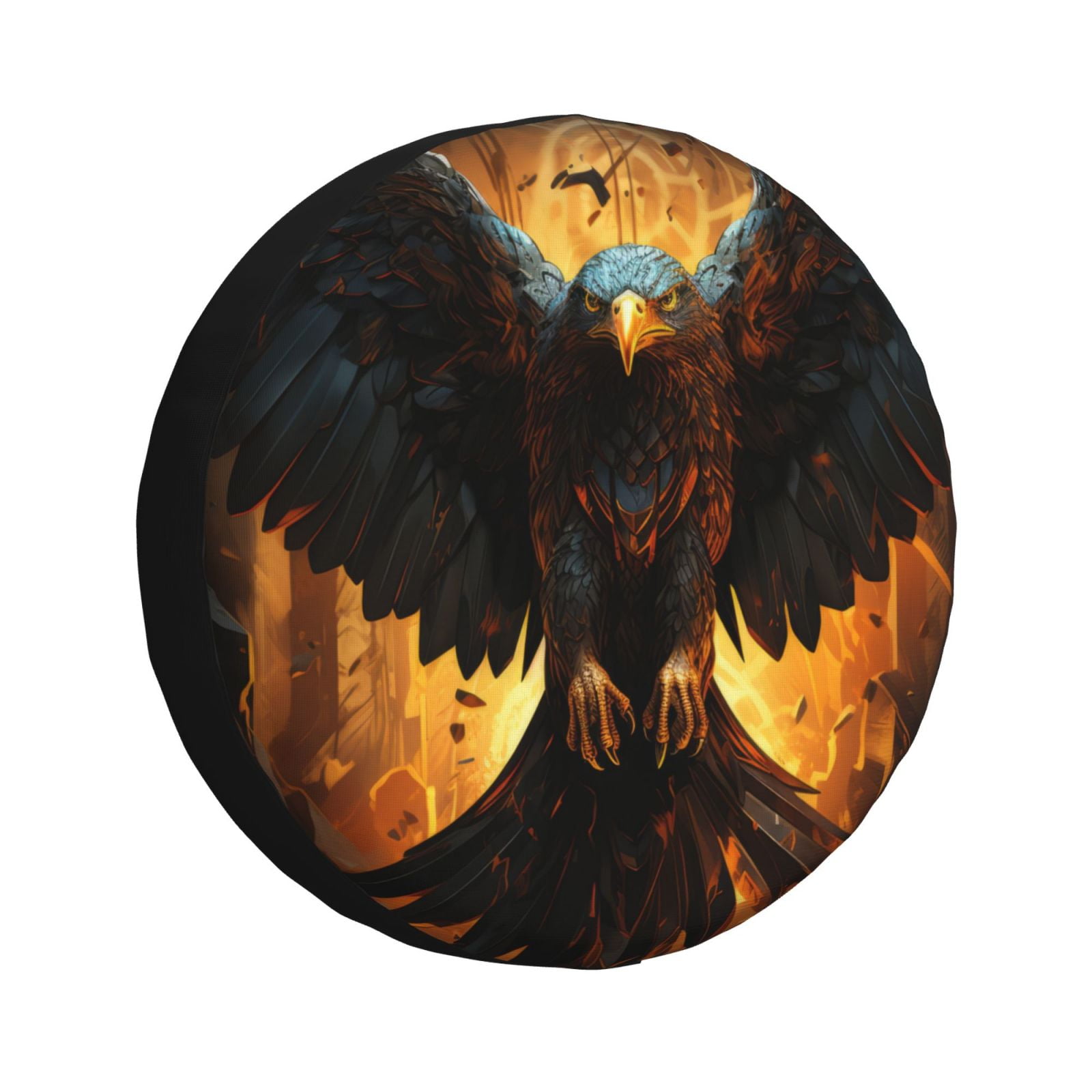 Logiee Cool Black Eagle Print Spare Tire Cover, Universal Wheel Protectors,Waterproof Dust-Proof ...