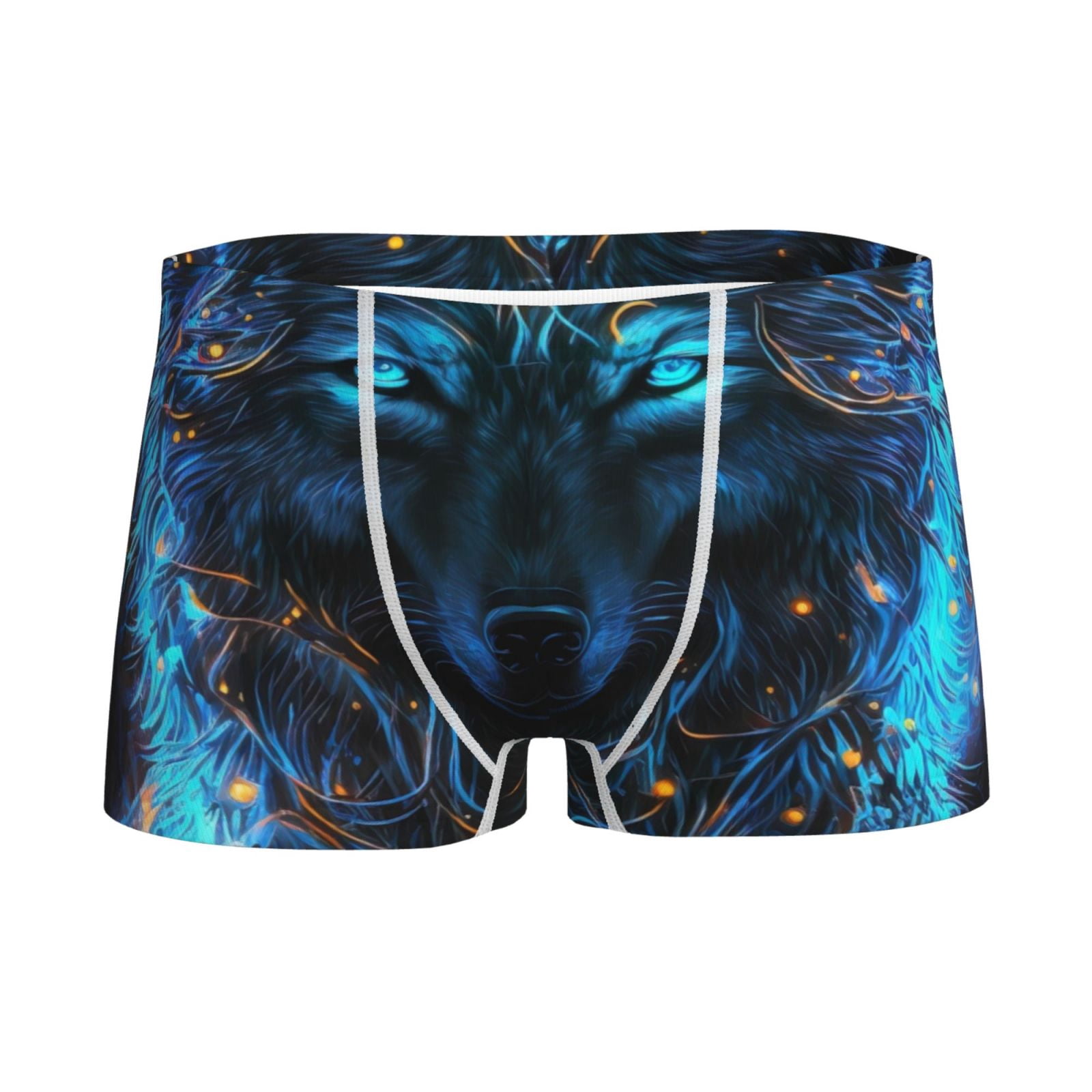 Logiee Cool Blue Light Wolf Print Boys' Boxer Briefs,Tween Boy ...