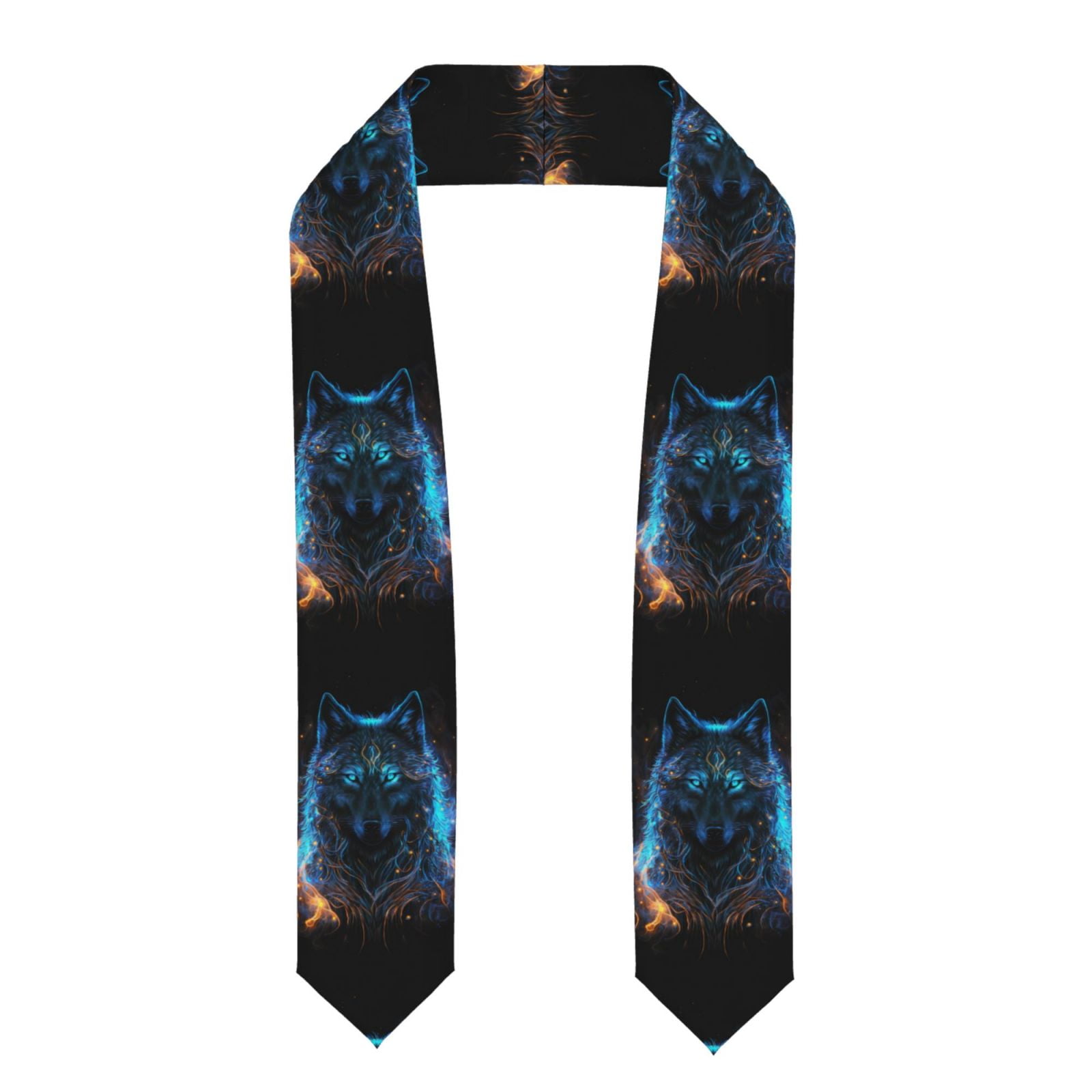 Logiee Cool Blue Light Wolf Print Unisex Adult Graduation Stole Shawl ...