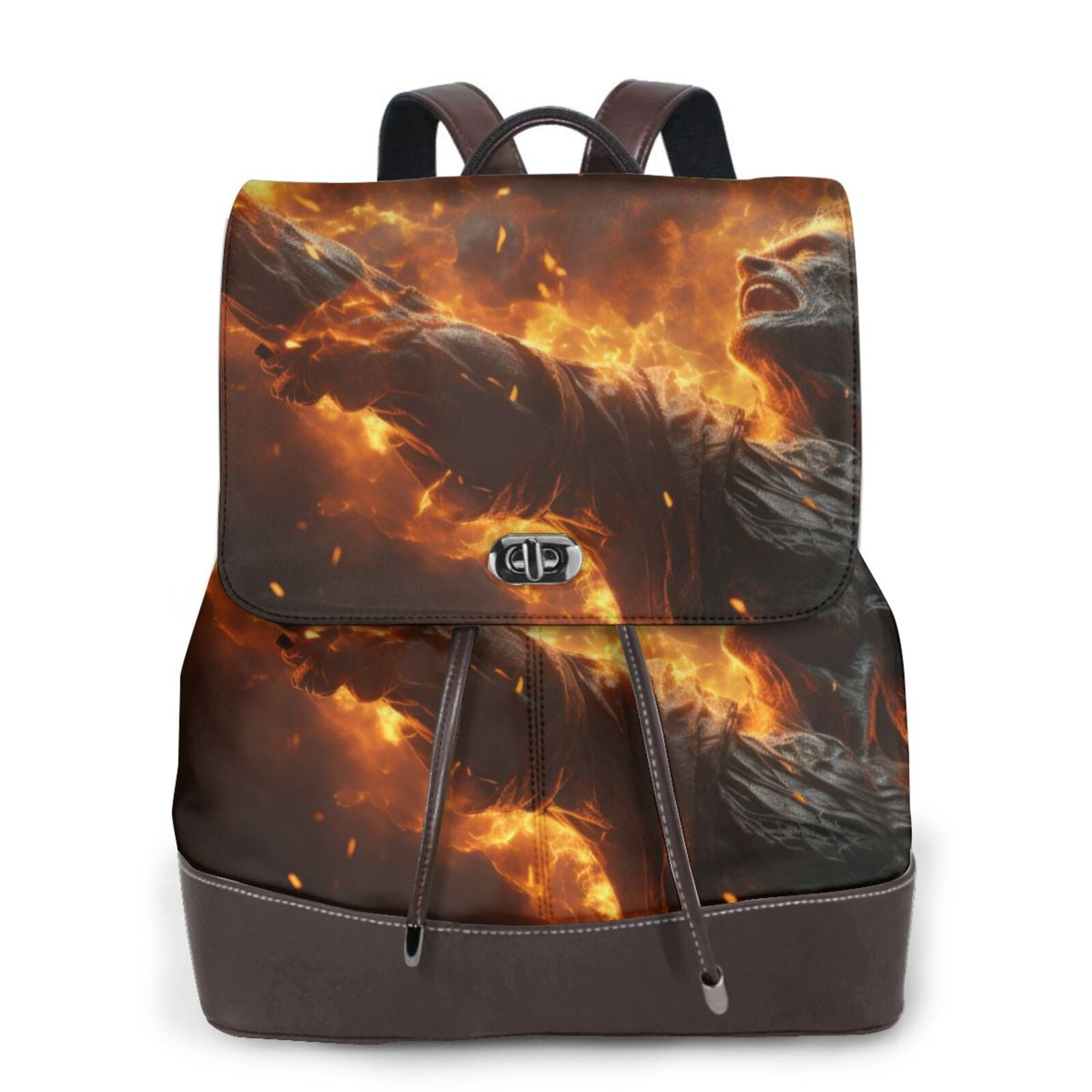 Logiee Cool Fire Man Print Backpack Purse for Women,Fashion Leather ...