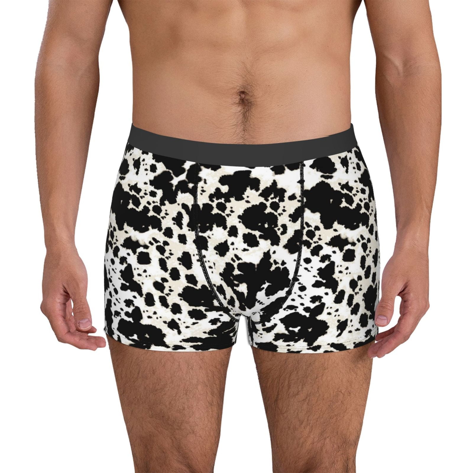 Logiee Cow Skin 1 Print Mens Boxer Briefs,Boxer Briefs for Men ...