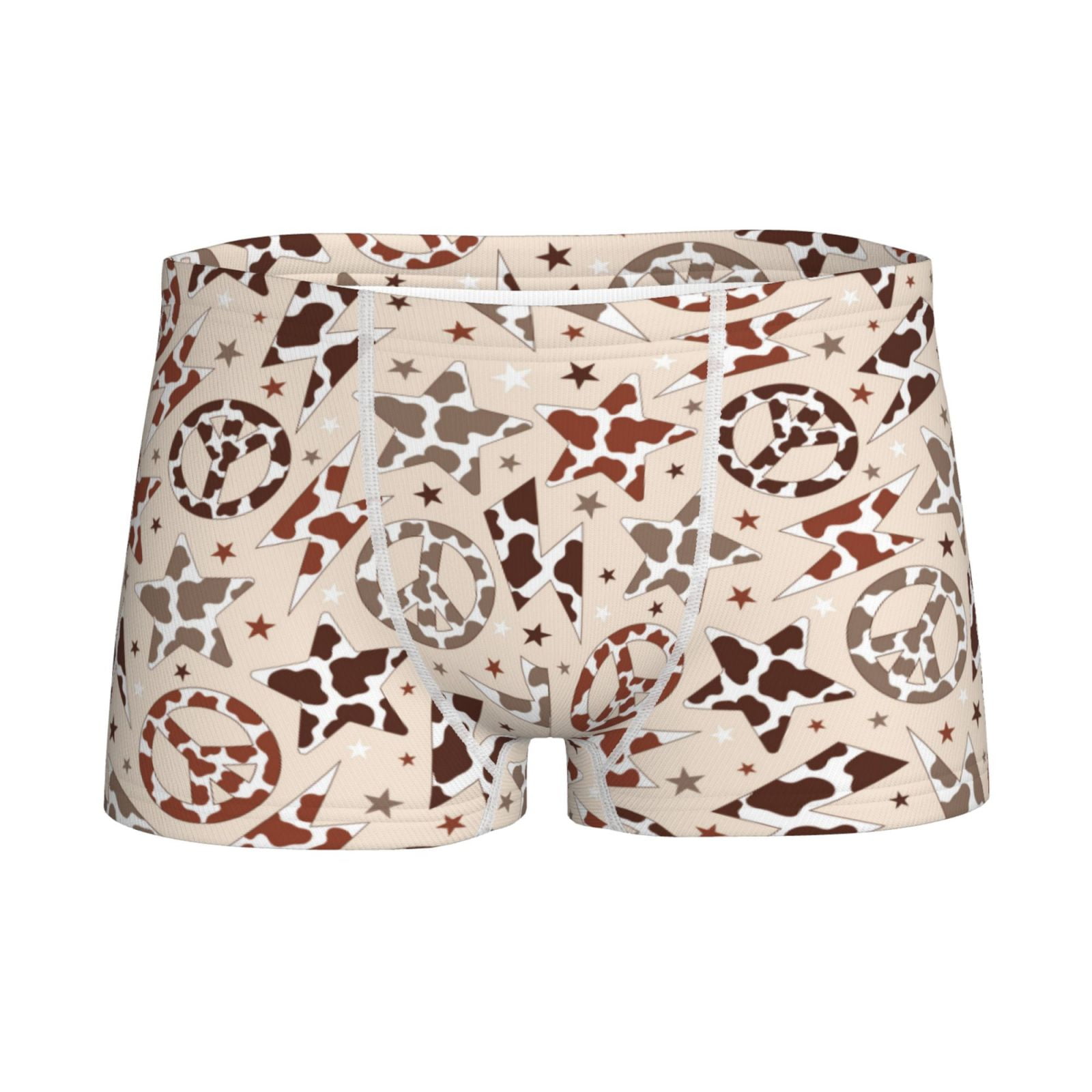 Logiee Cow Spots And Peace Print Boys' Boxer Briefs,Tween Boy Underwear ...