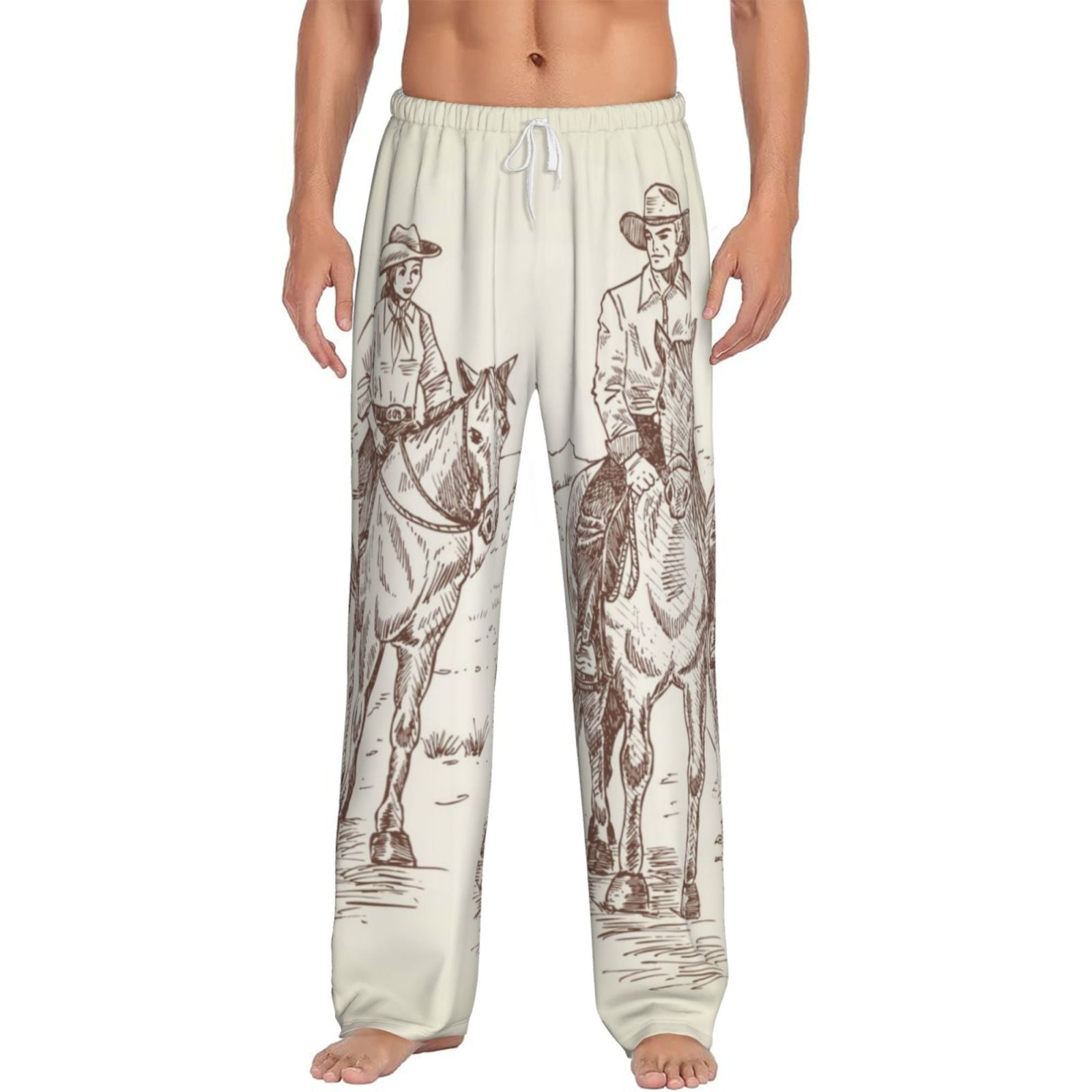 Logiee Cowboys Riding Horses In Desert Print Pajama Pants for Men,Men’s ...