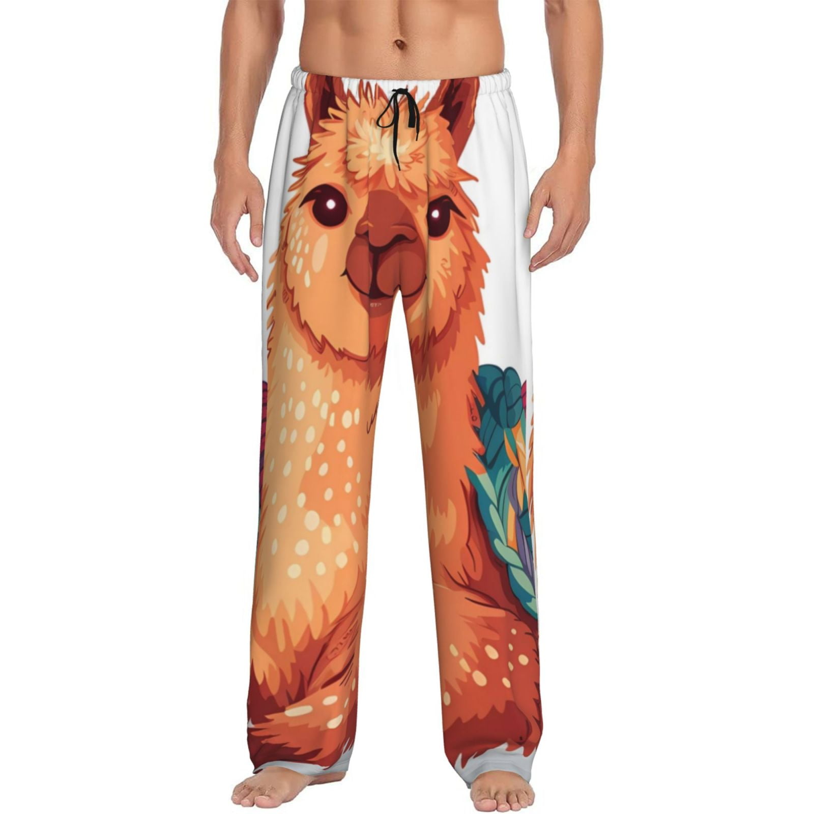 Logiee Cozy Knitting Llama Print Pajama Pants for Men,Men’s Pajama ...
