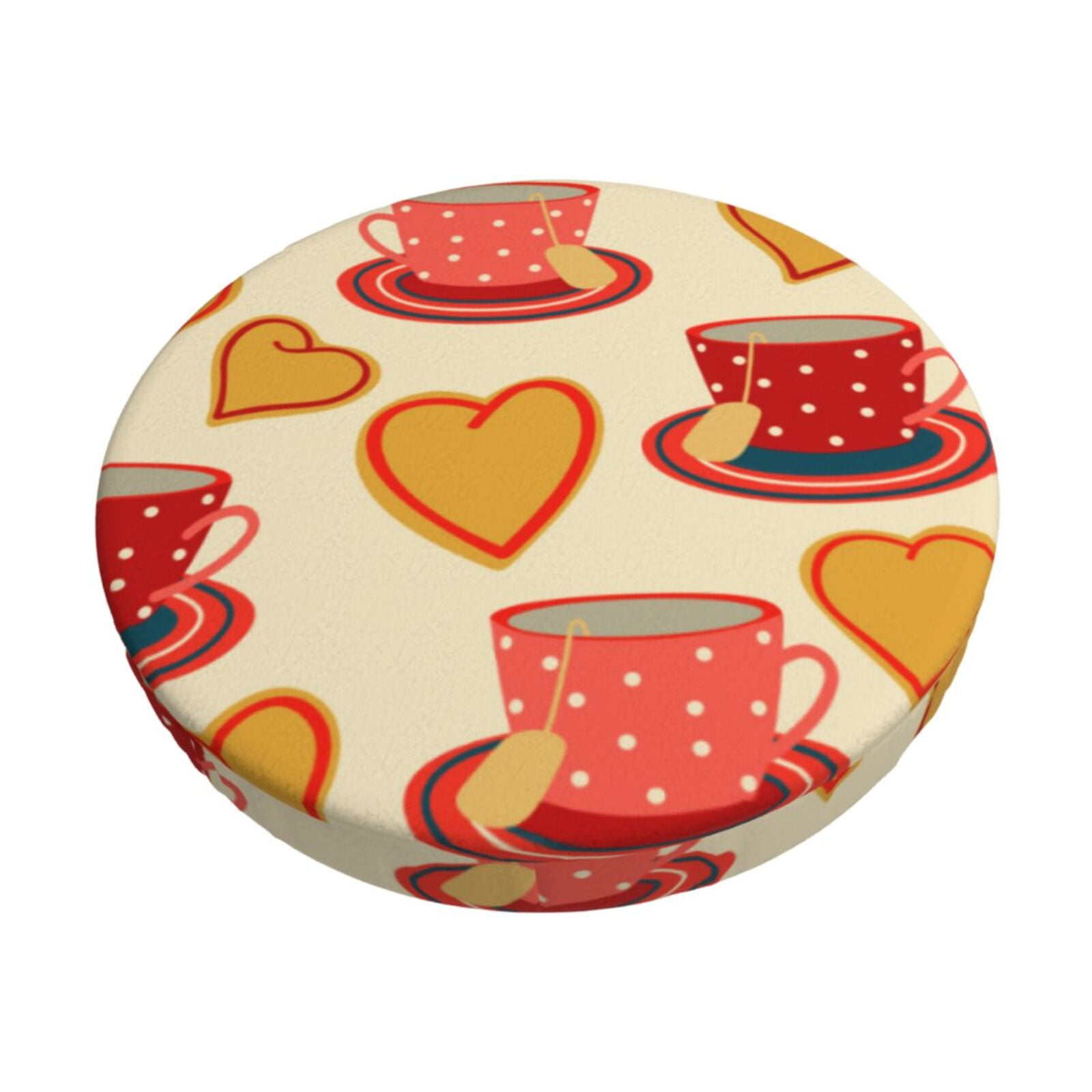 Logiee Cups of Tea Print Stool Covers Round,Bar Stool Covers ...