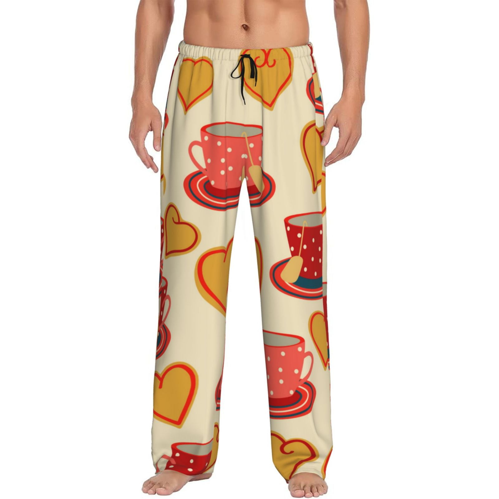 Logiee Cups of Tea Print Pajama Pants for Men,Men’s Pajama Bottoms,Mens ...