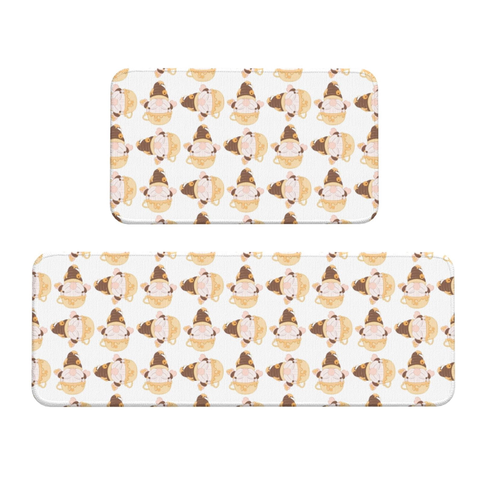 Logiee Cute Bee Gnome Print Kitchen Mats for Floor Sets of 2,Waterproof ...