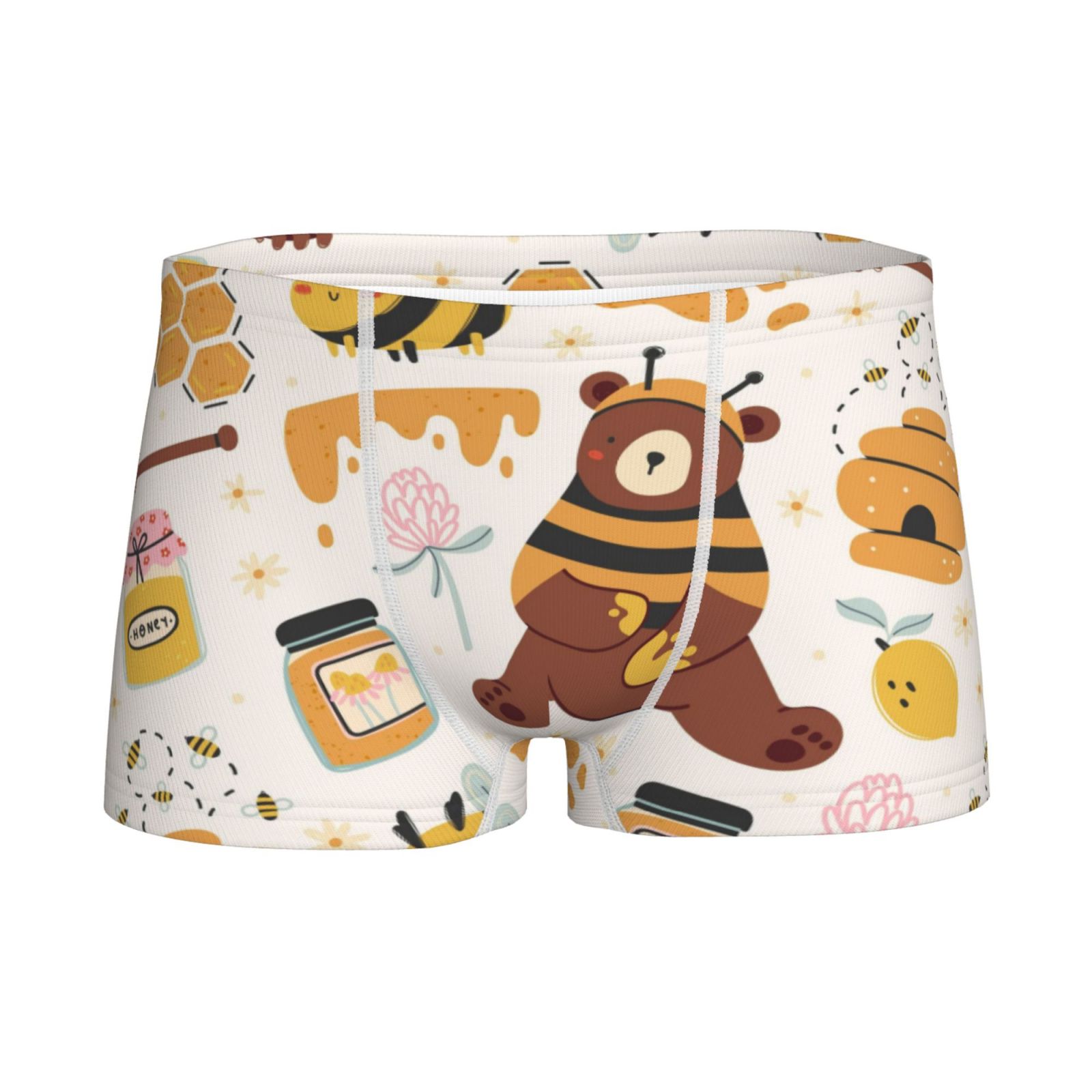 Logiee Cute Bee Honey Jar Hive Bear Print Boys' Boxer Briefs,Tween Boy ...