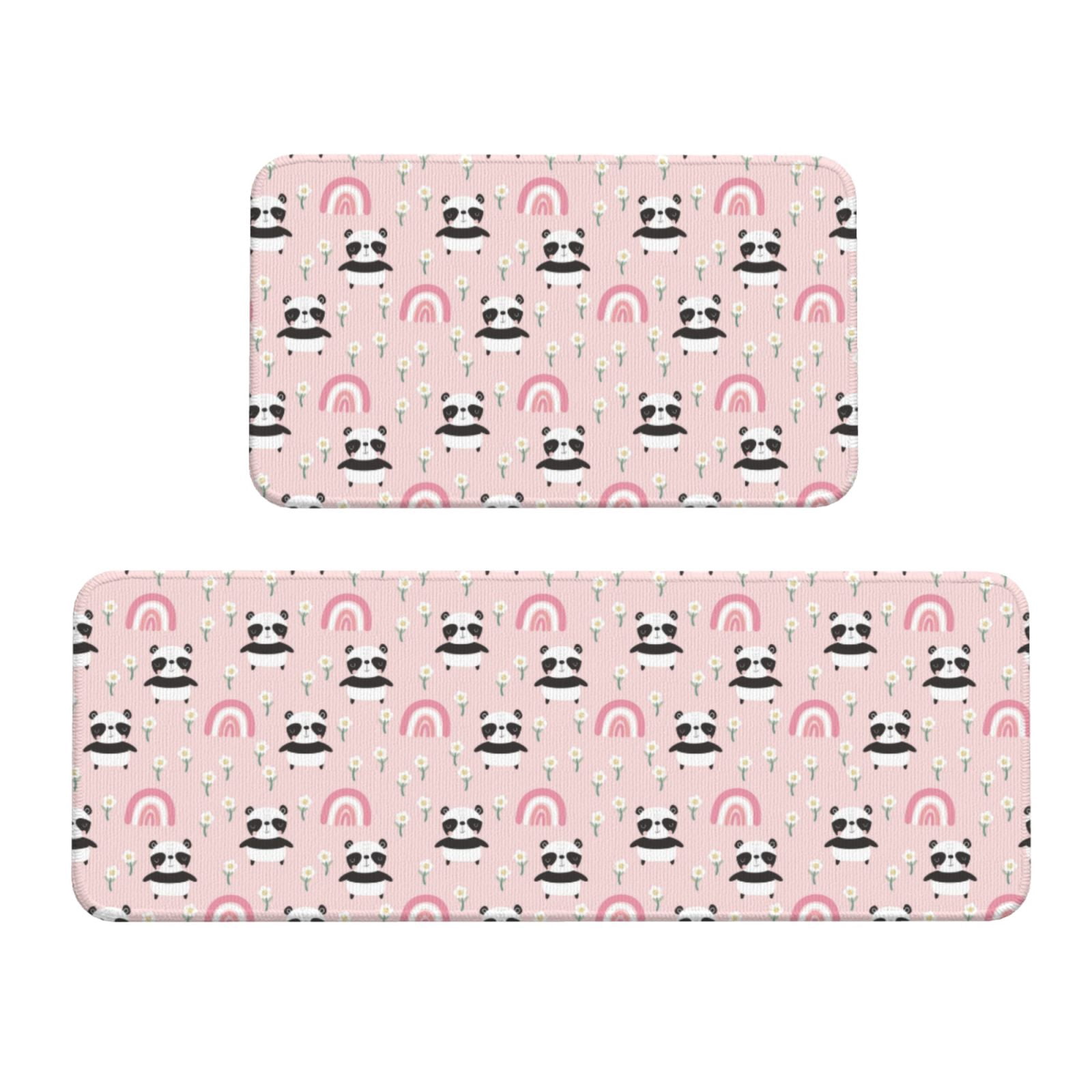 Logiee Cute Cartoon Panda Print Kitchen Mats for Floor Sets of 2 ...