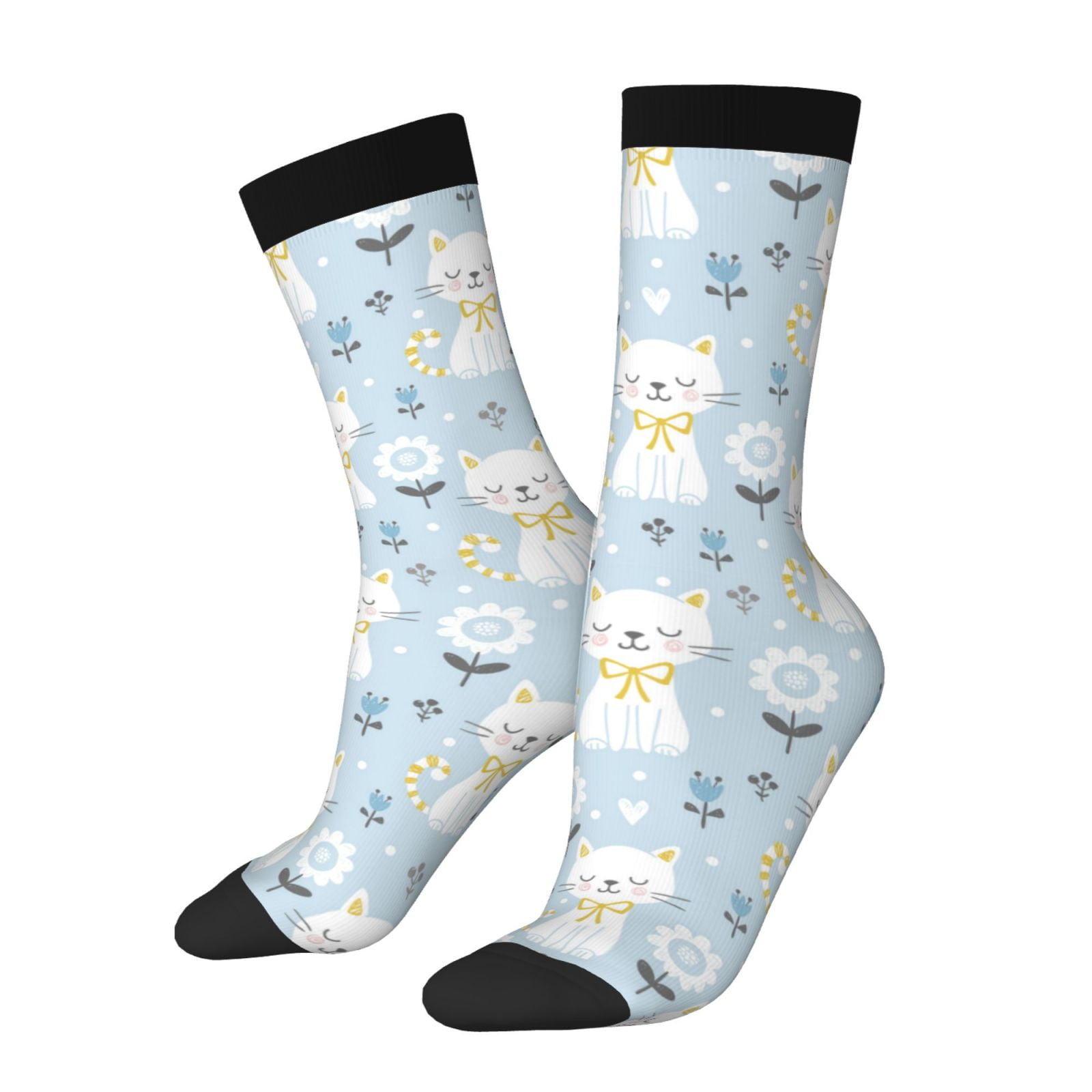 Logiee Cute Cat Print Adult Socks for Men & Women,Calf Socks, Ankle ...