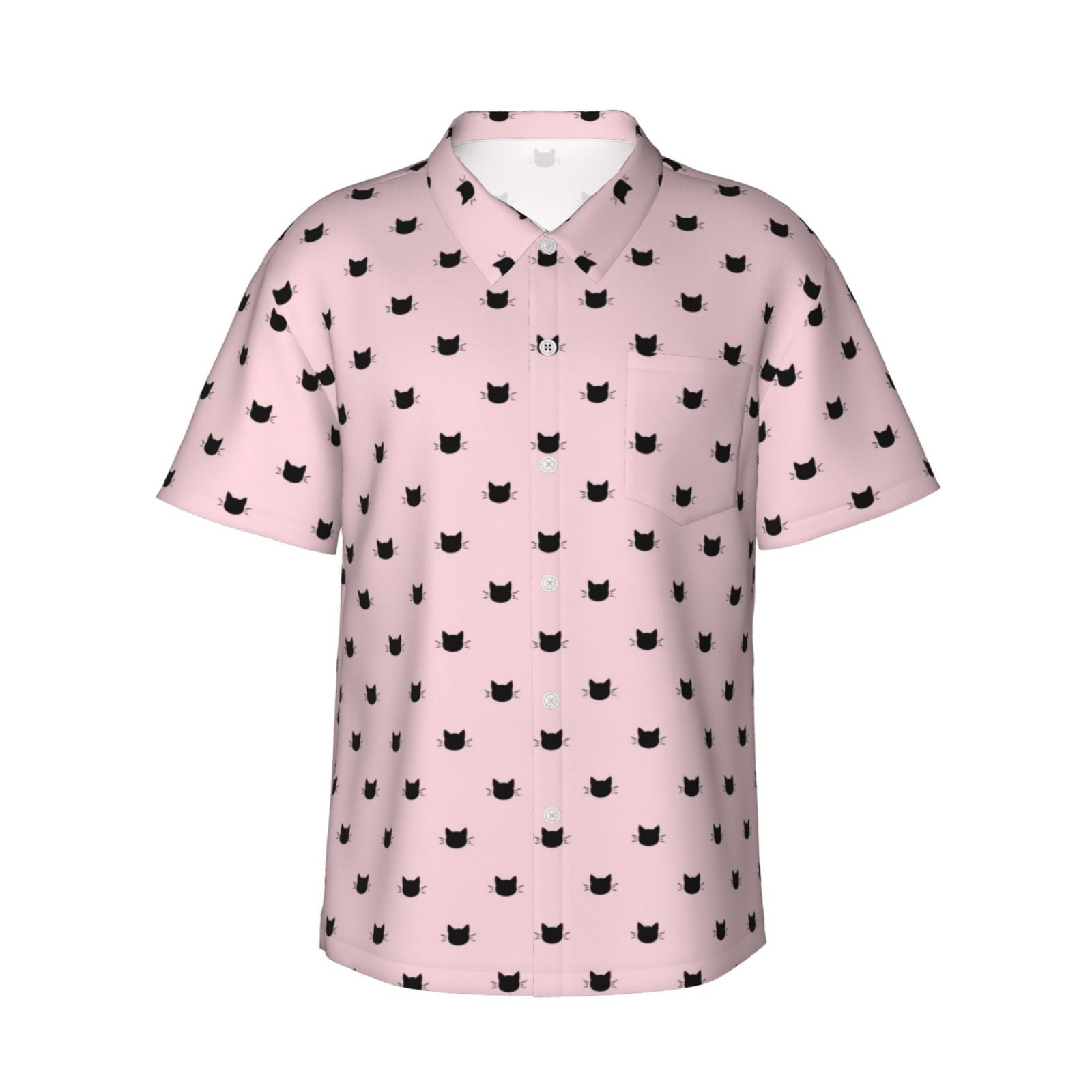 Logiee Cute Cat Print Mens Hawaiian Shirts,Loose-Fit Short Sleeve ...