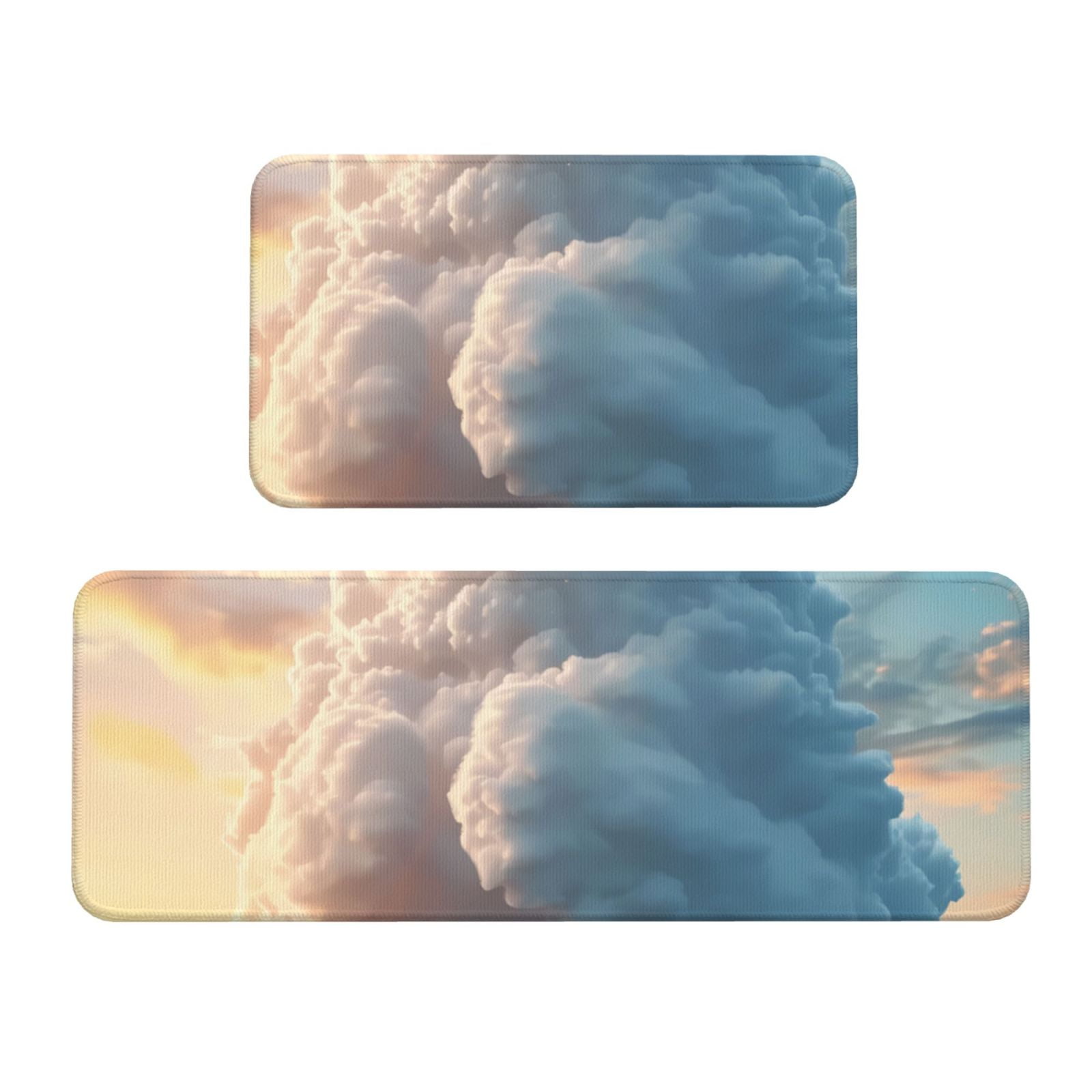 Logiee Cute Cloud Cat Print Kitchen Mats for Floor Sets of 2,Waterproof ...