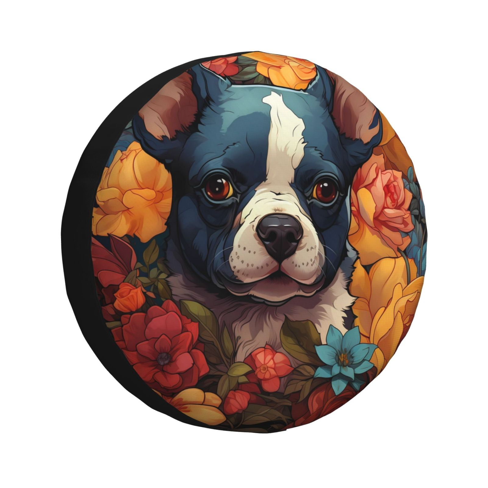 Logiee Cute Colorful Flower French Bulldog Print Spare Tire Cover ...