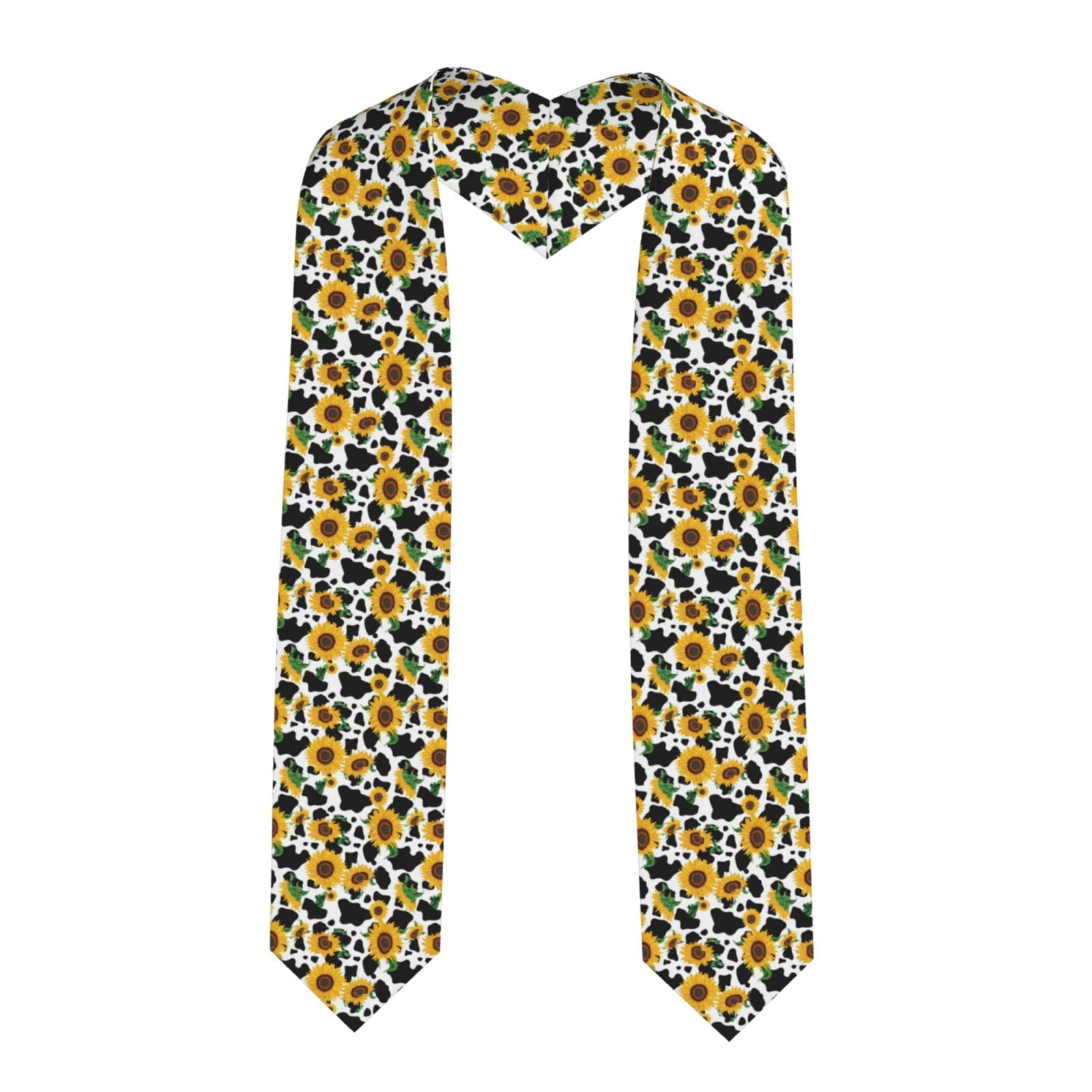 Logiee Cute Cow Print Sunflower D Print Unisex Adult Graduation Stole ...