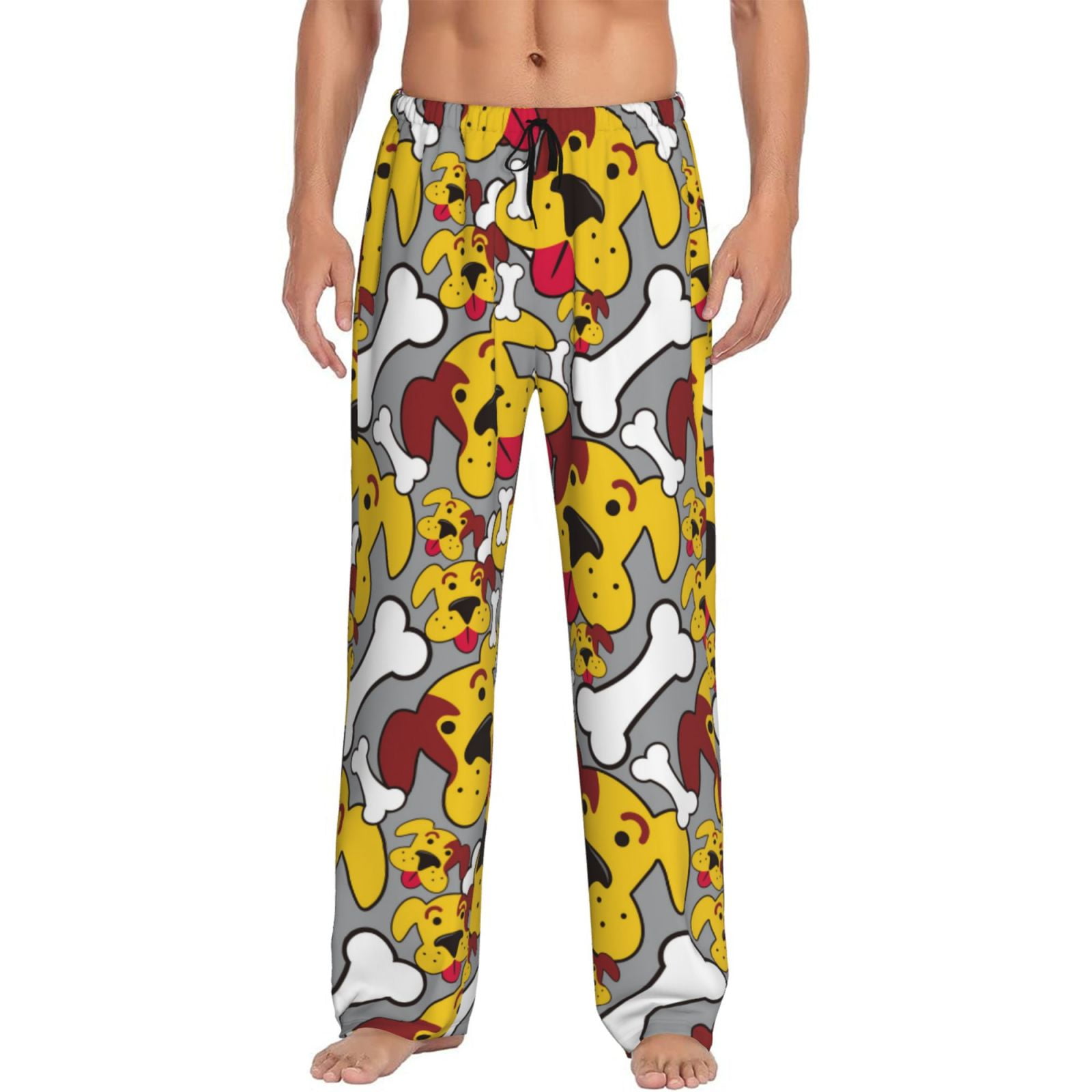 Logiee Cute Dog Print Pajama Pants for Men,Men’s Pajama Bottoms,Mens PJ ...