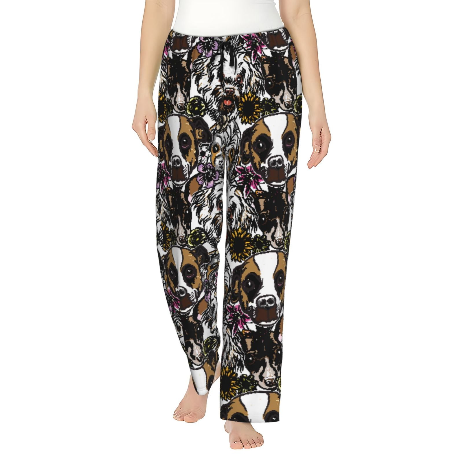 Logiee Cute Dogs Puppy2 Print Women Pajama Pants,Comfy Pj Bottom with ...