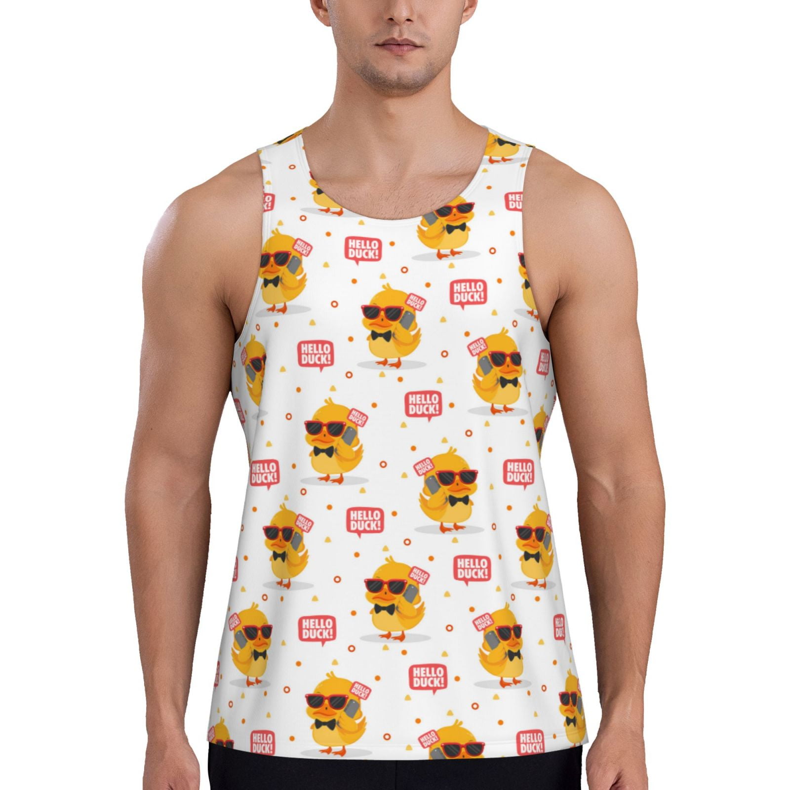 Logiee Cute Duck Print Men's Workout Tank Top,Quick Dry Workout Tank ...