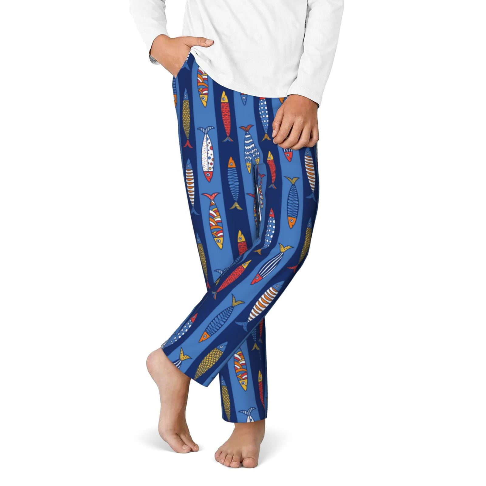 Logiee Cute Fish Print Teenagers' Pajama Pants ,Boys Bottoms,Long Sleep ...