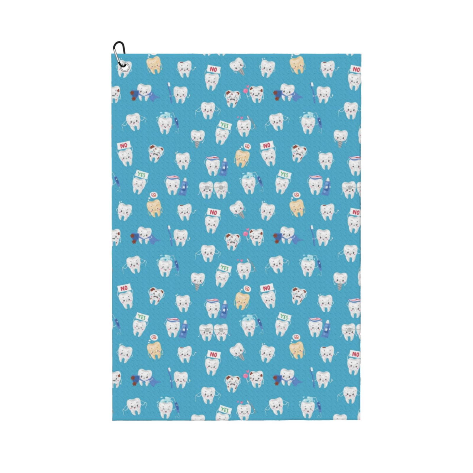 Logiee Cute Healthy Teeth Print Golf Towels,16" x 24" Portable Golf ...