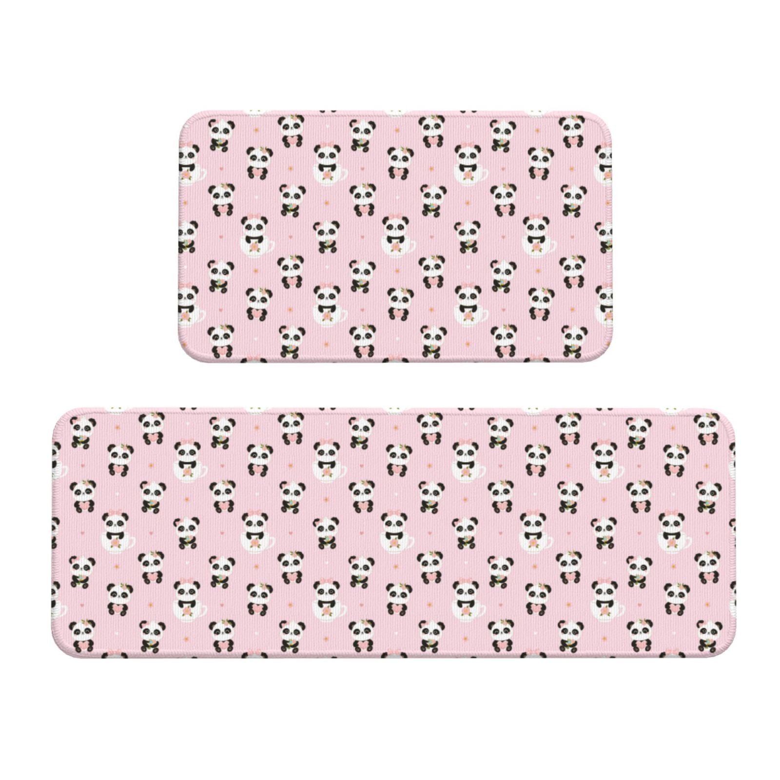 Logiee Cute Kawaii Panda Print Kitchen Mats for Floor Sets of 2 ...