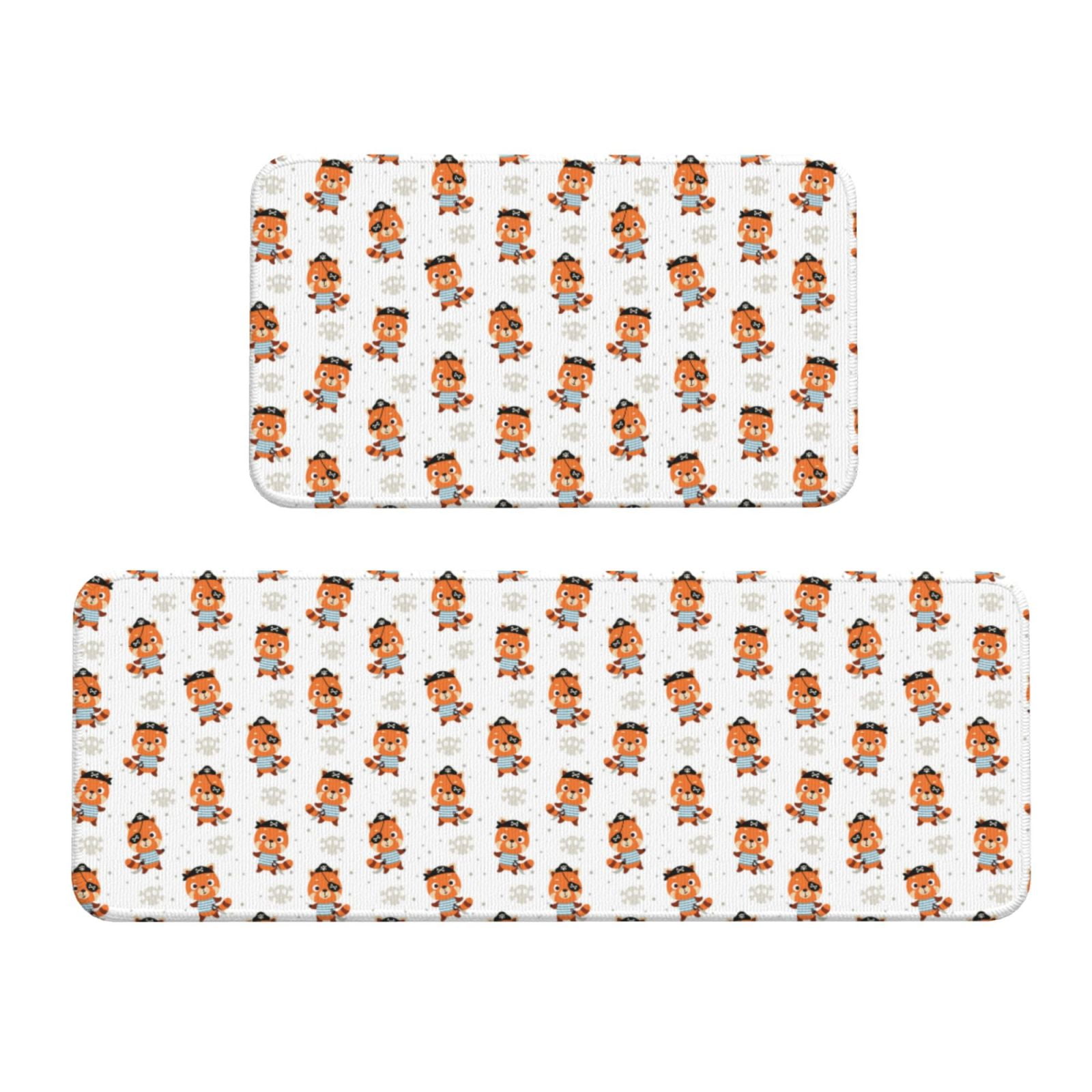 Logiee Cute Little Pirate Red Panda Print Kitchen Mats for Floor Sets ...