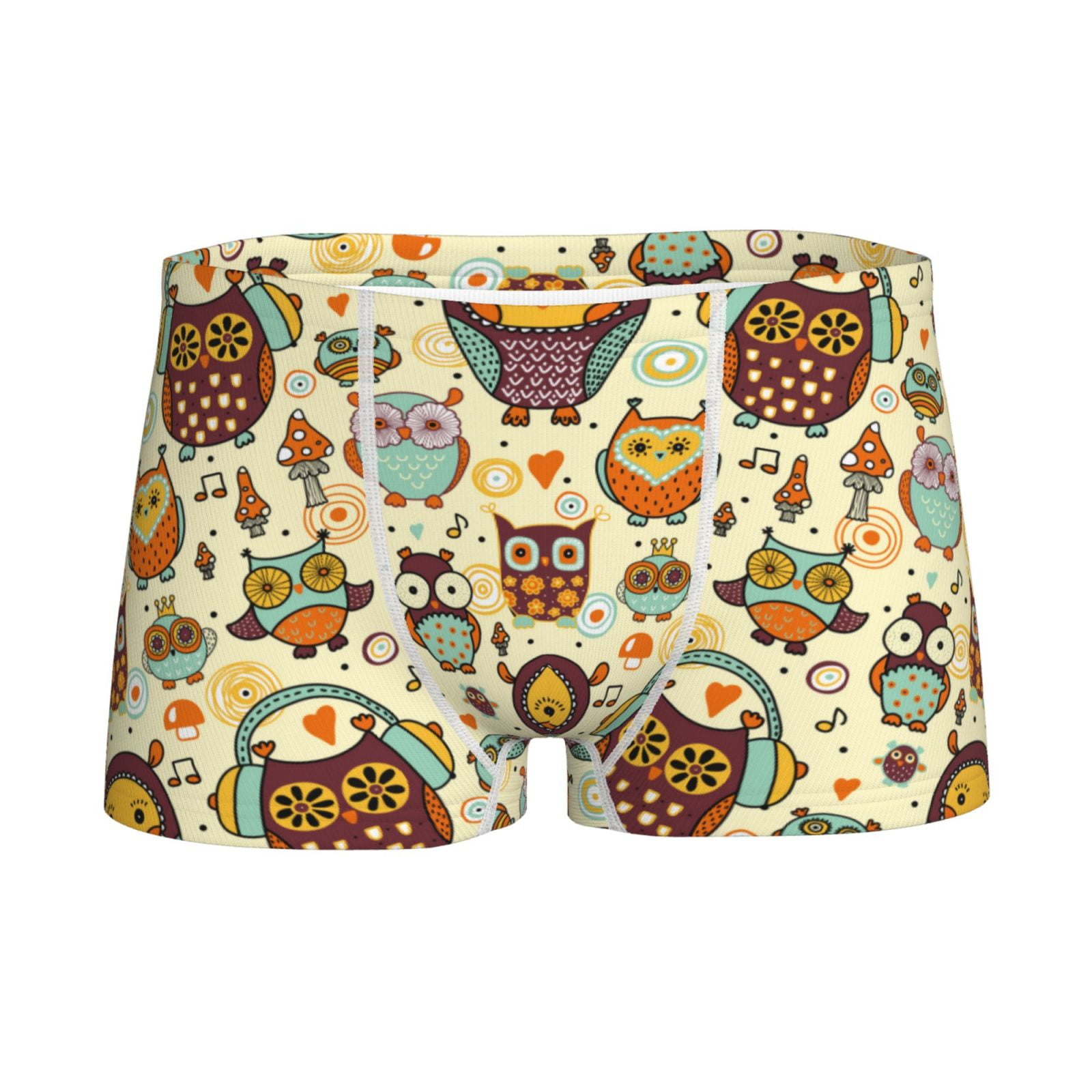 Logiee Cute Owls Print Boys' Boxer Briefs,Tween Boy Underwear-Large ...