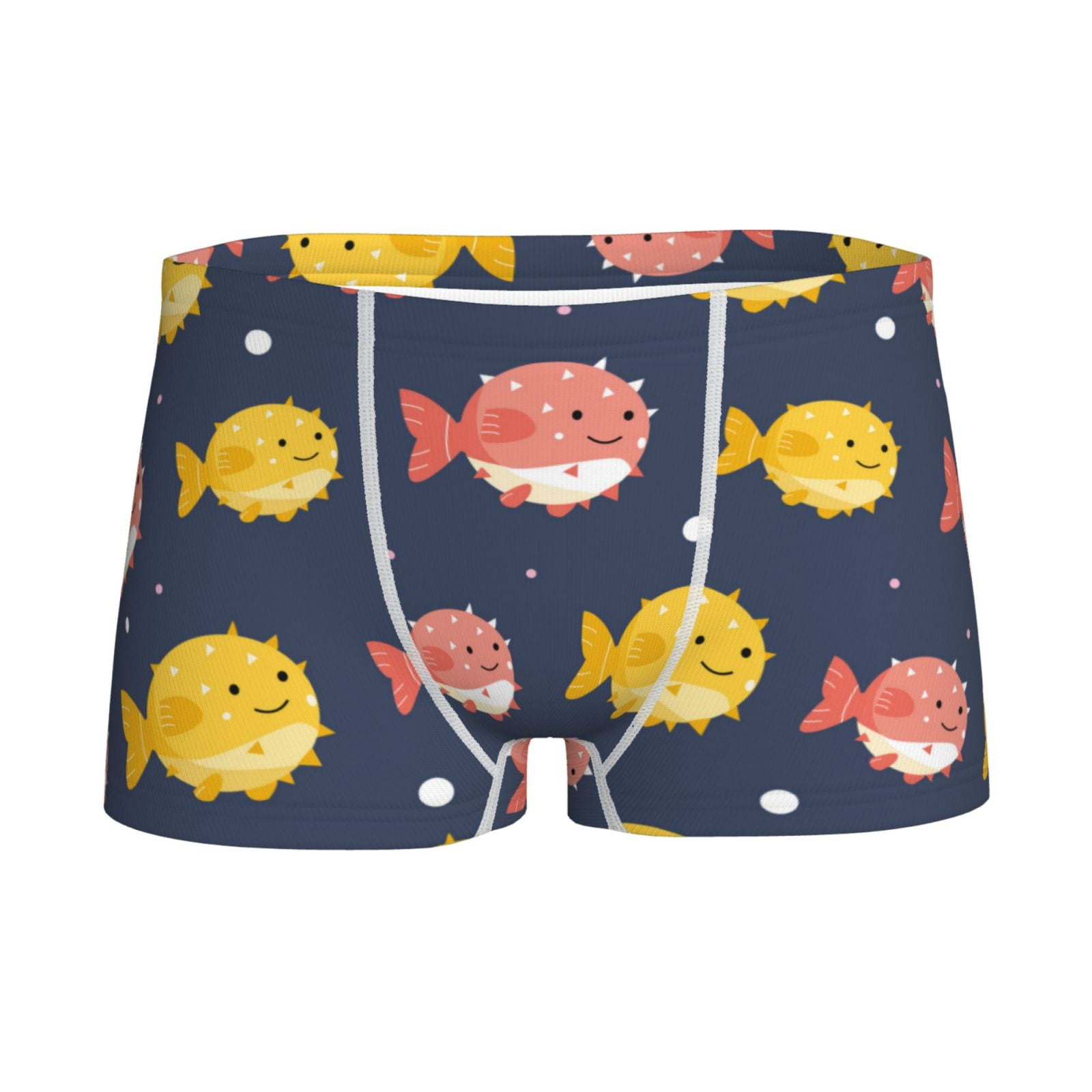 Logiee Cute Puffer Fish Print Boys' Boxer Briefs,Tween Boy Underwear ...