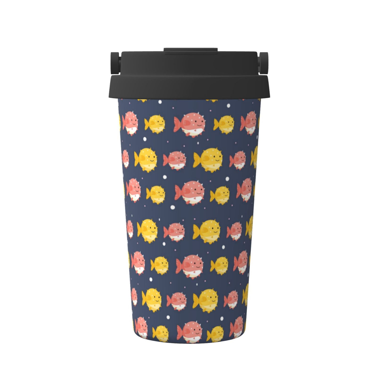 Logiee Cute Puffer Fish Print Stainless Steel Coffee Tumbler, Travel ...